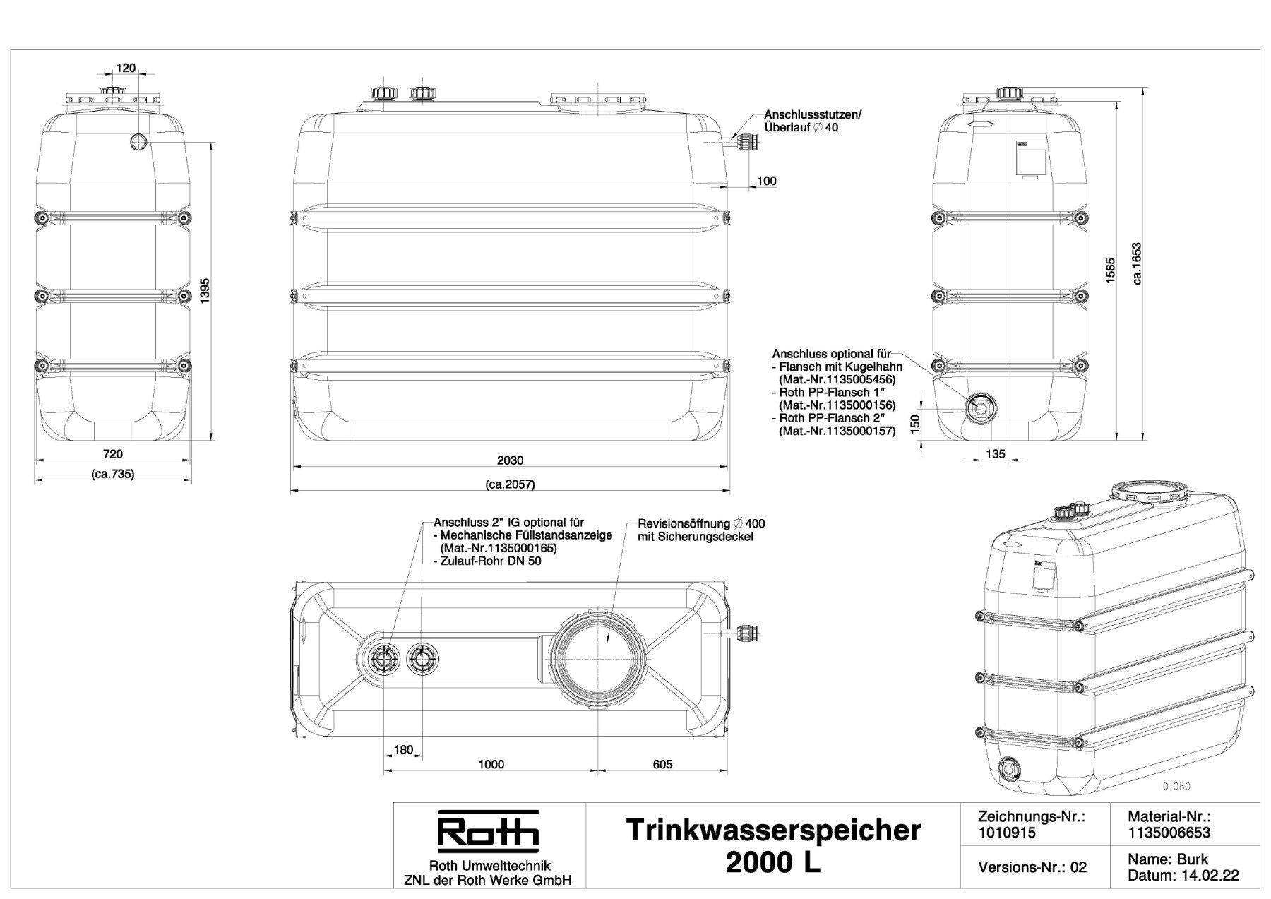 Trinkwasserspeicher 2000 Liter Trinkwasser, Trinkwassertank kaufen bei ...