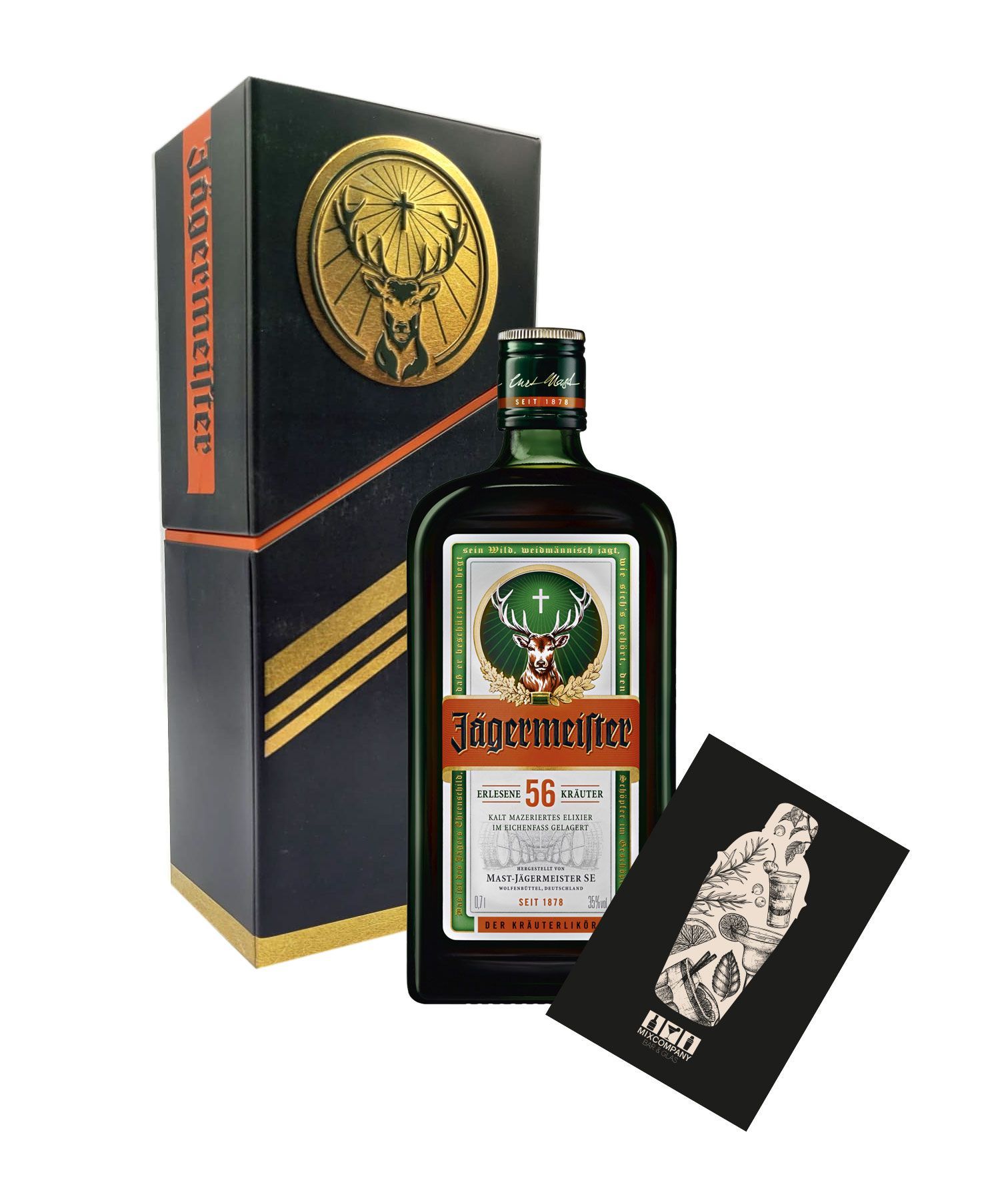 Jägermeister 0,7L (35% Vol) in Geschenkbox Jägermeister Box mit Deckel- [Enthäl kaufen bei Hood.de