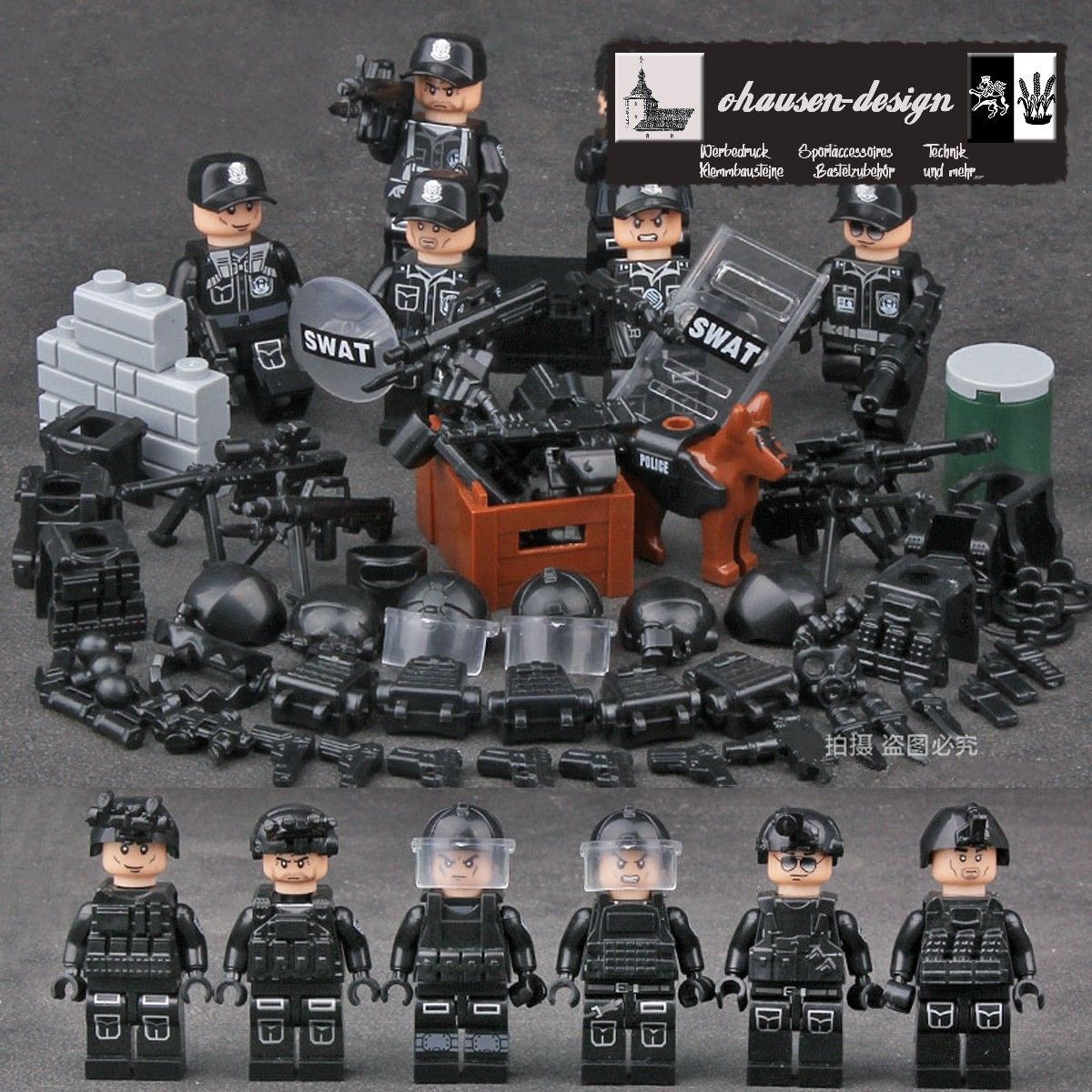 Armee Soldaten SWAT TeamGhostSquad Werkzeug Waffen 6 Figuren Cobi LxxO ...