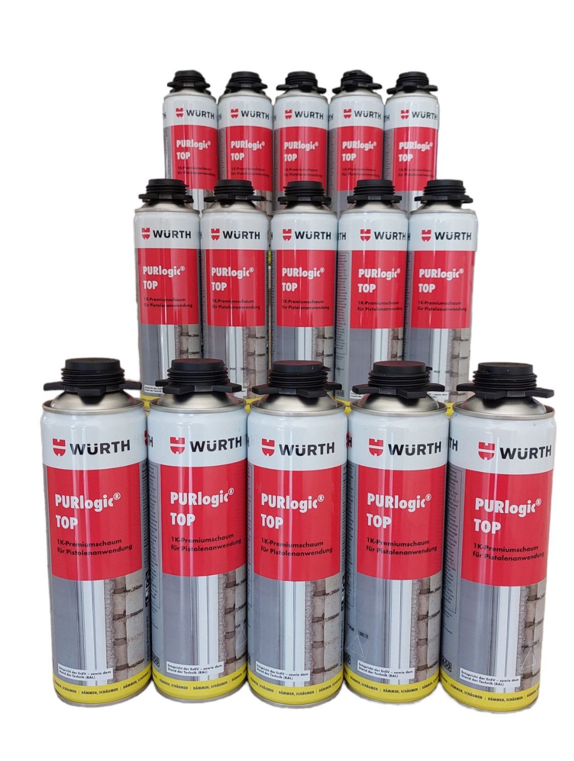 15 x Würth Purlogic Top 1K Pistolenschaum Betongrau Bauschaum Montage ...