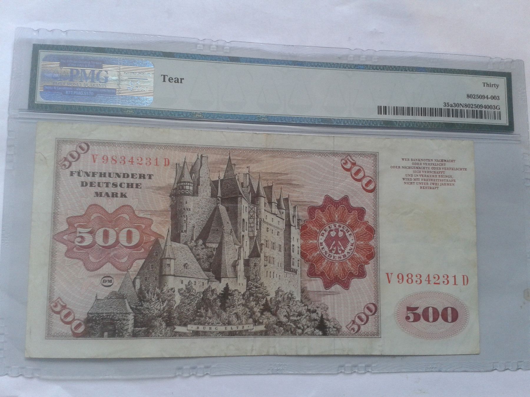 Original 500 Mark 1970 Banknote Deutsche Bundesbank 500 DM 1970 Schein ...