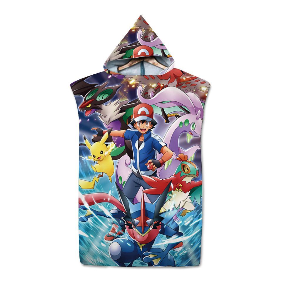 Kinder Poncho Pikachu Strand Poncho Kapuze Pokemon Eevee Pooltücher ...
