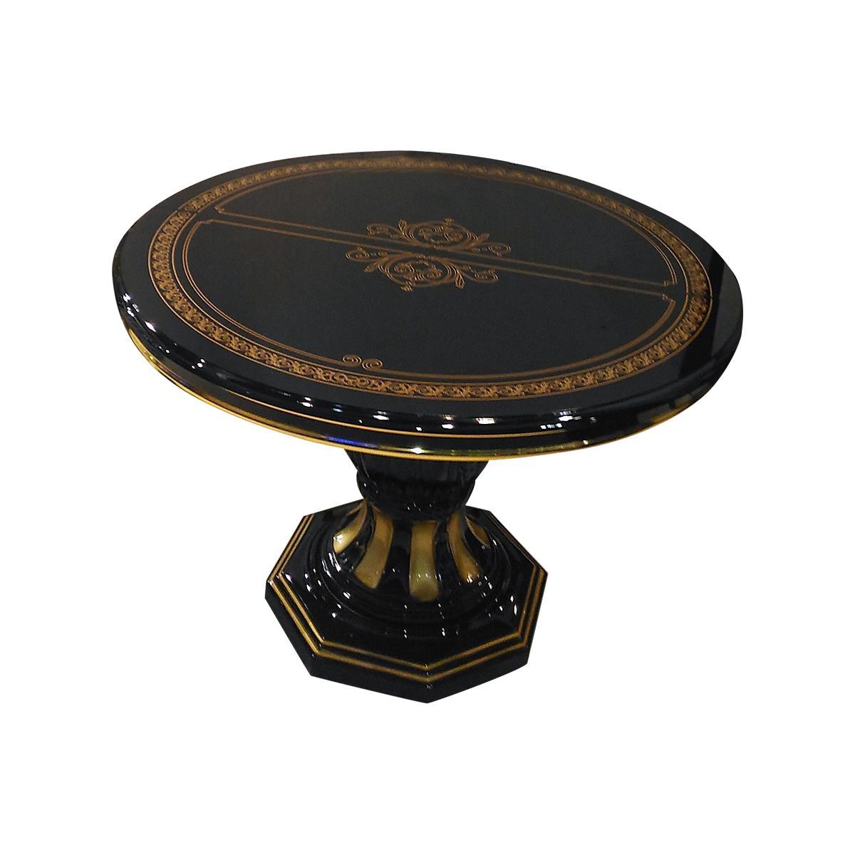 Barock Esstisch Bella in Schwarz/Gold Rund Ausziehbar kaufen bei Hood.de