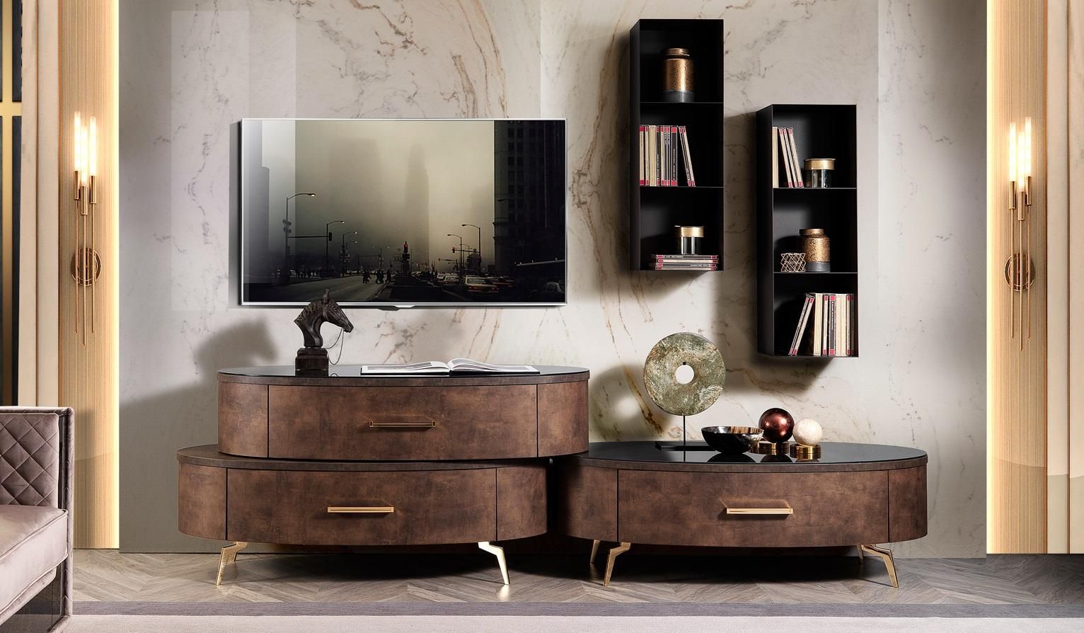 Design Wohnwand Sideboard Rtv Lowboard Anrichte 4 Tlg. Set Wandablage Neu kaufen bei Hood.de