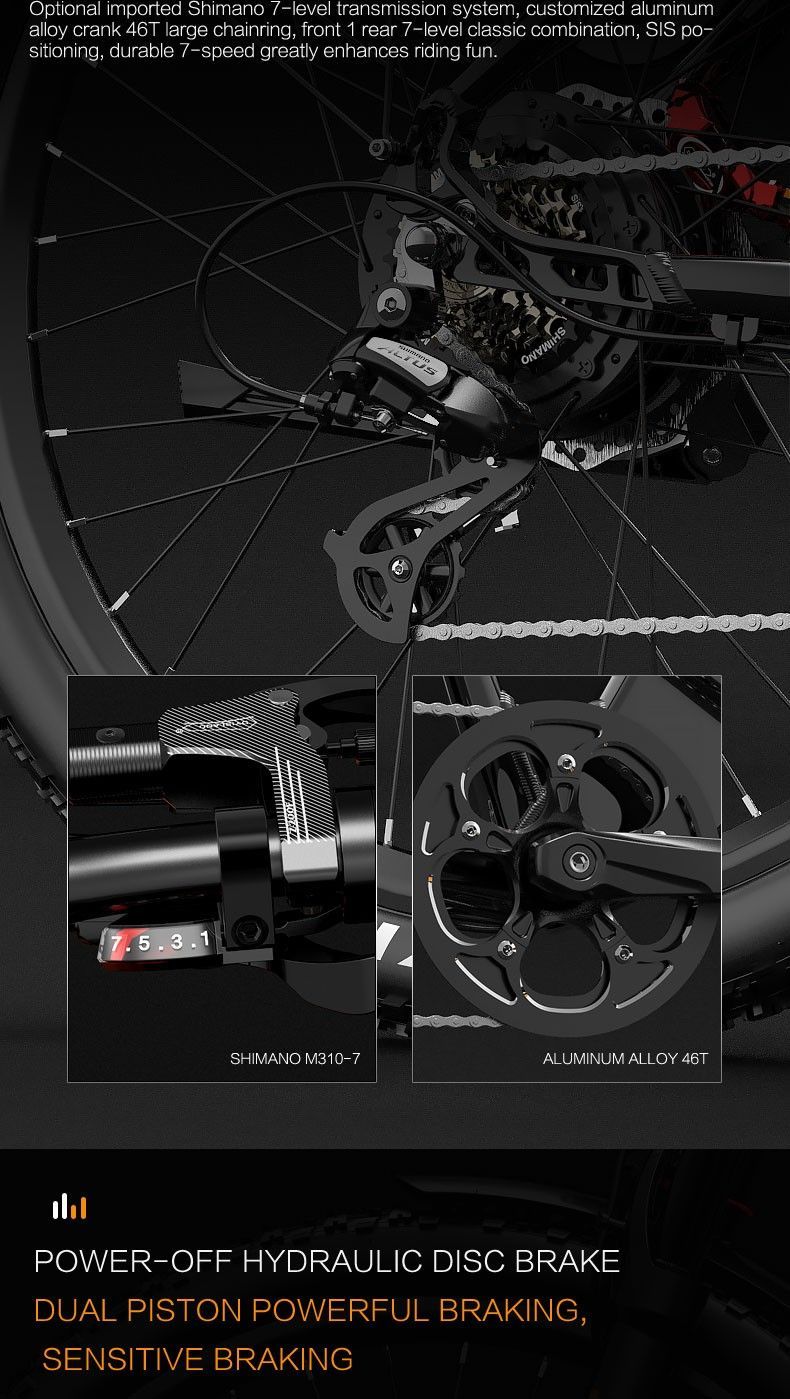 27.5 inch Electric Bike 48/20Ah Range 60-70KM E-Bike Black-Grey kaufen bei Hood.de