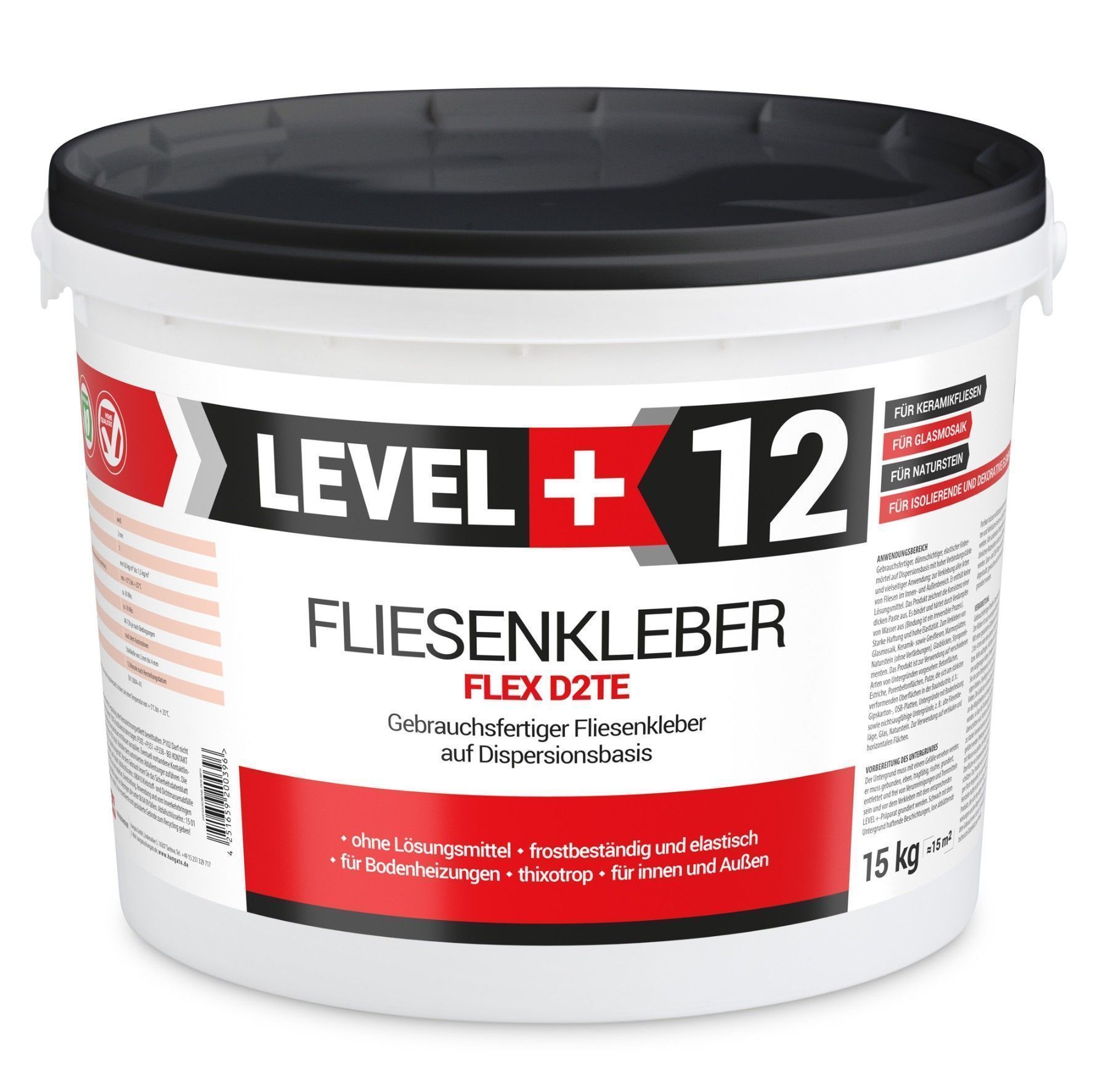 Dispersionkleber 15kg Fertig-Fliesenkleber Flex + 2St. Zahnspachtel L+12 kaufen bei Hood.de