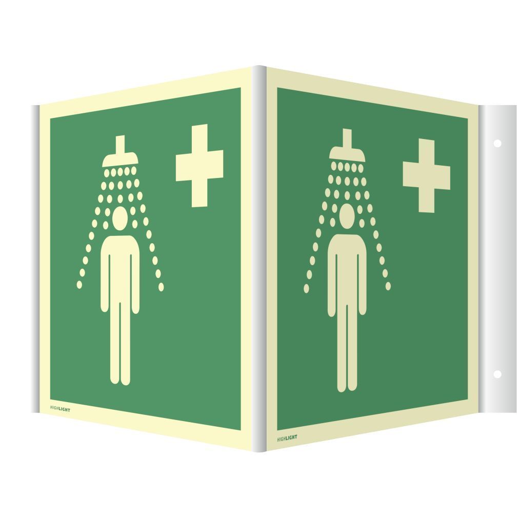Winkelschild Notdusche, Symbolschild, ISO 7010 kaufen bei Hood.de
