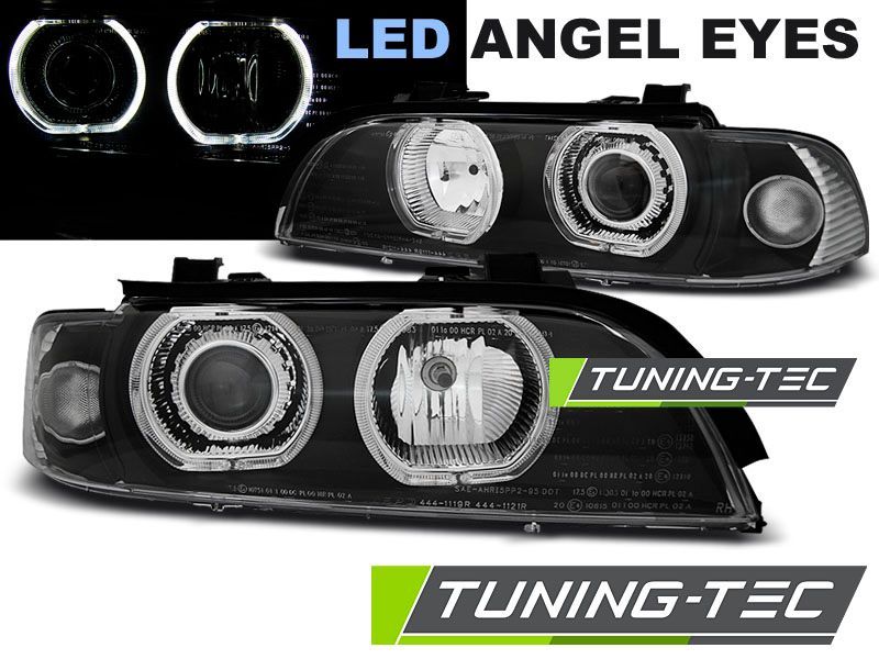 Scheinwerfer passend für BMW E39 09.95-06.03 Angel Eyes Led H7/H7 Schwarz kaufen bei Hood.de