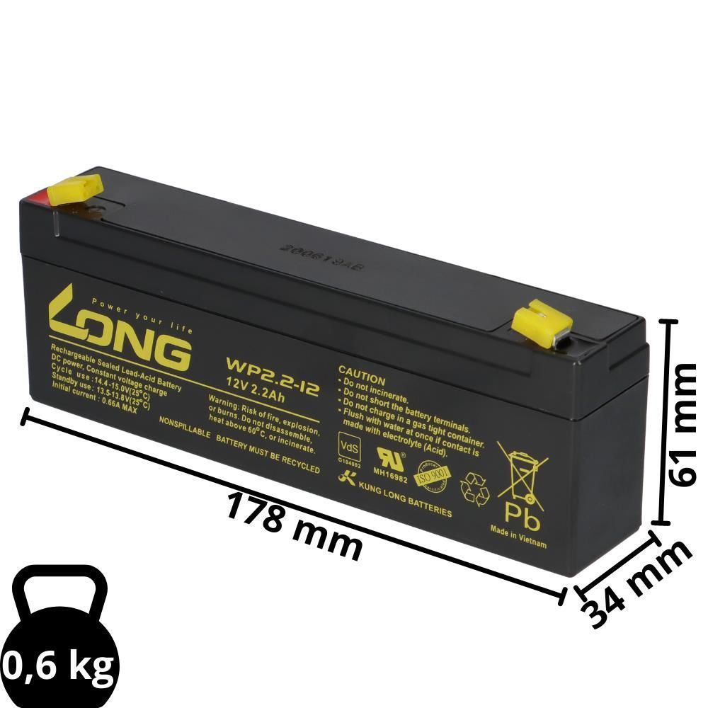 12V 2,2Ah kompatibel Alarmanlage Brandmeldeanlage AGM VdS kaufen bei ...