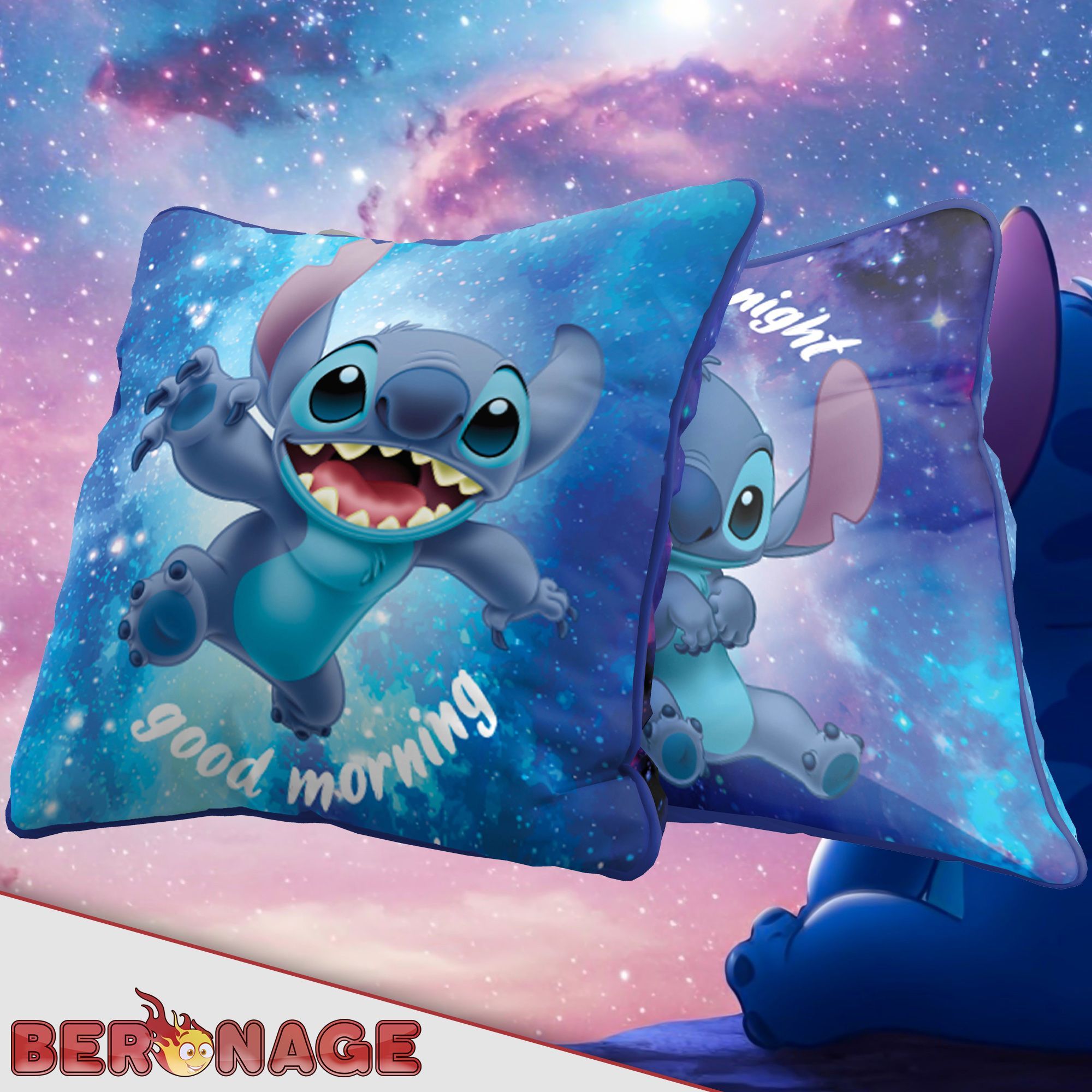 Lilo & Stitch Kissen Out of The World 40x40 cm Good Morning Good Night ...