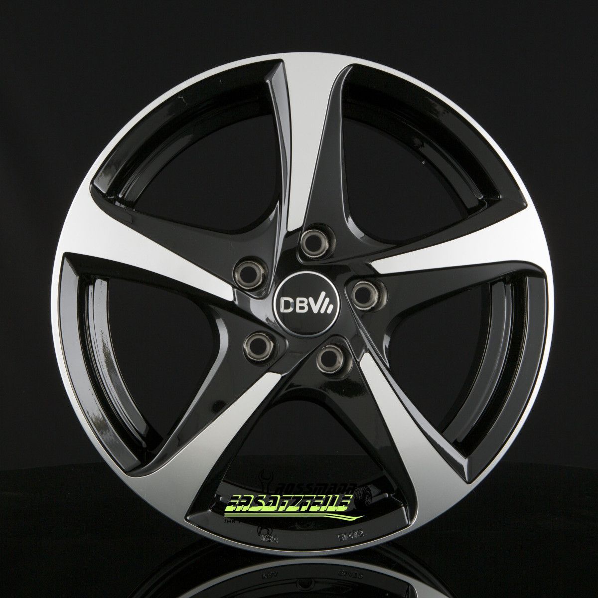 4x DBV 5SP 001 schwarz glänzend front poliert 6.5x16 ET48 - LK5/112 ...