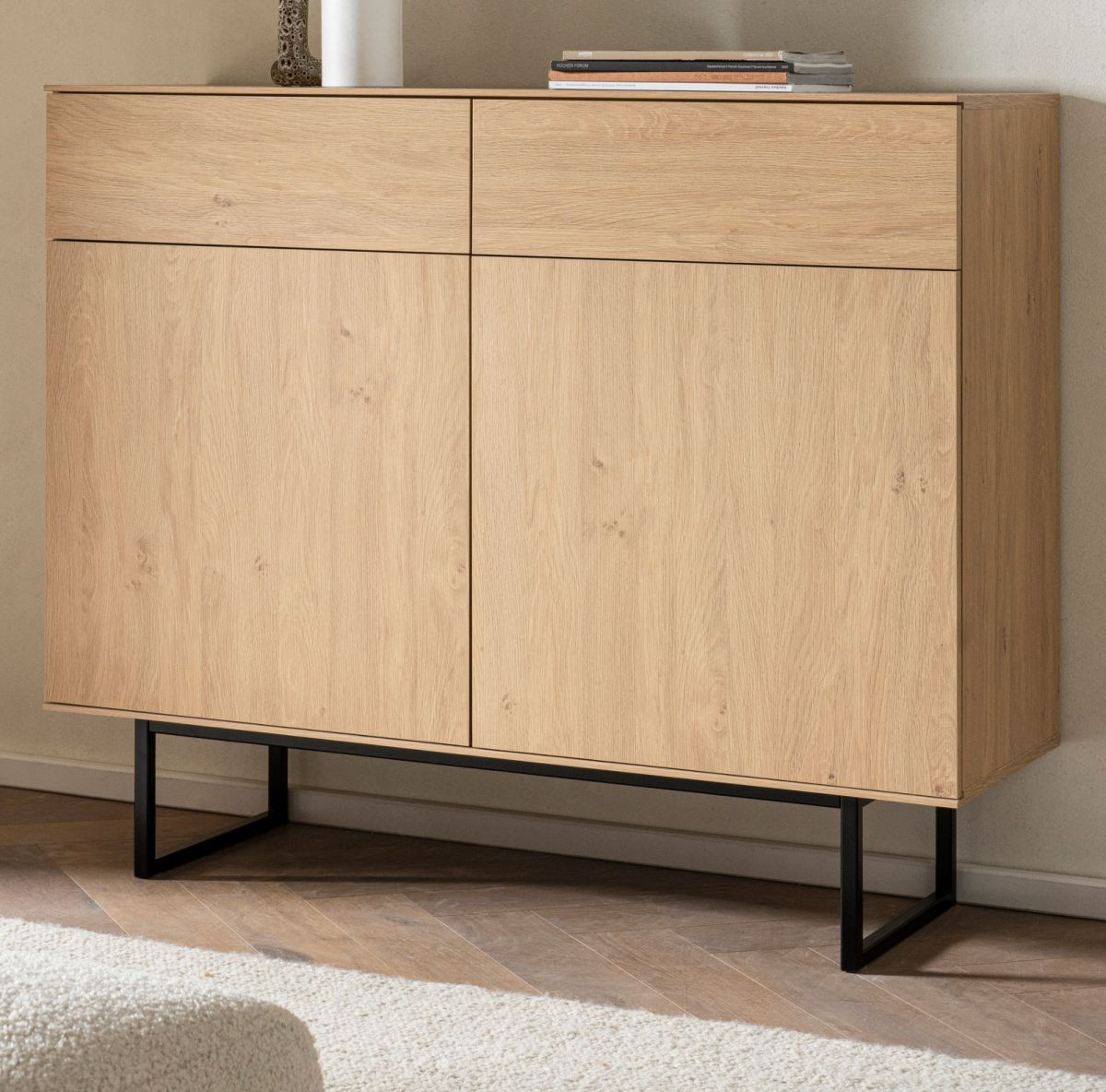 Sideboard Kommode Eiche Wohnzimmer und Esszimmer Möbel mit Push-Open 115x90 cm Breda kaufen bei ...