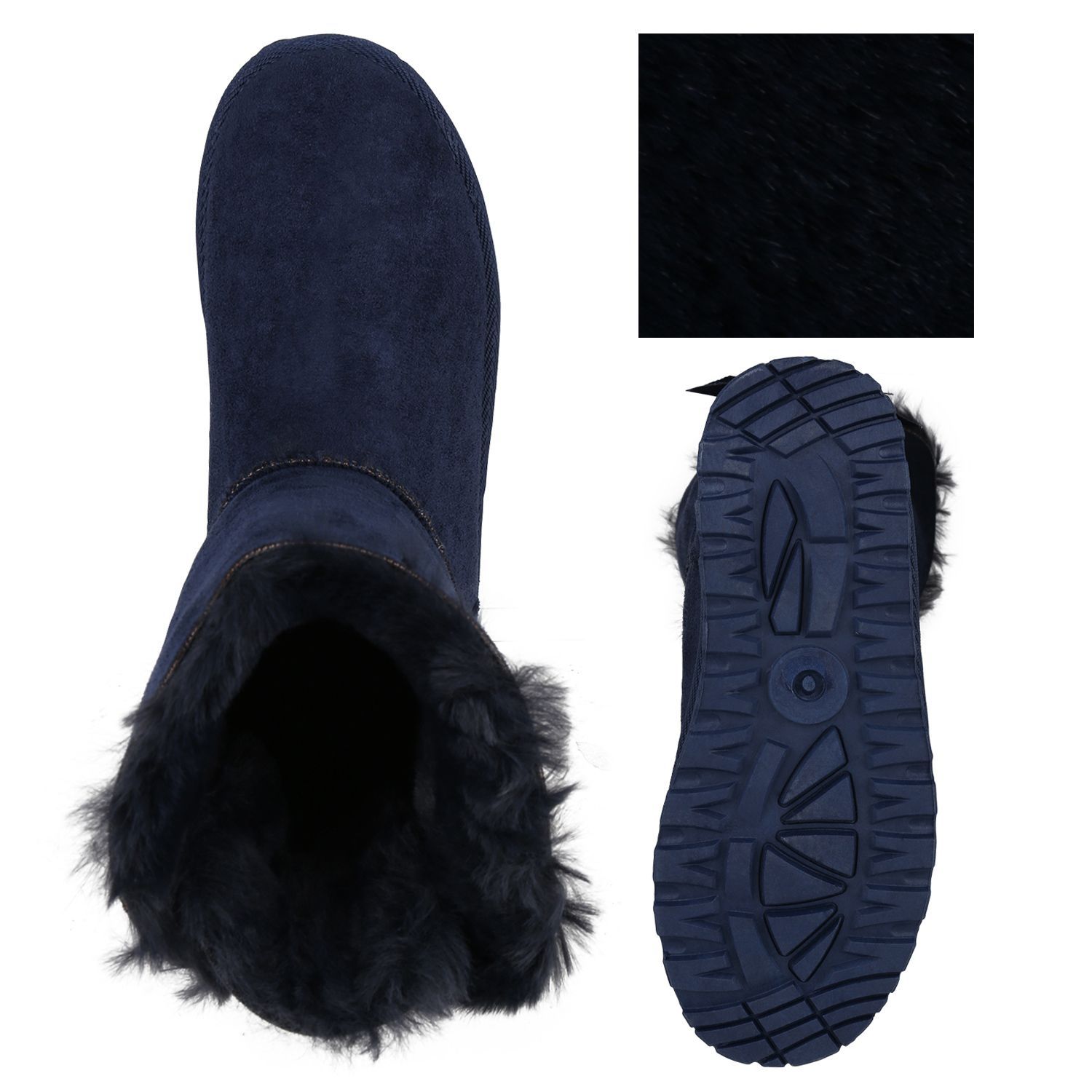 VAN HILL Damen Warm Gefütterte Winter Boots Stiefeletten Kunstfell ...