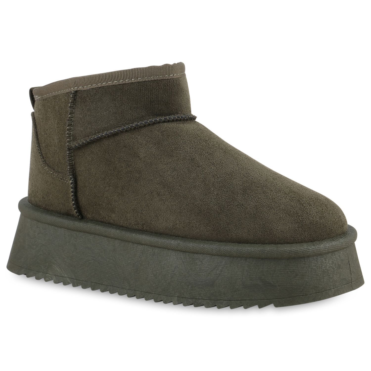 VAN HILL Damen Warm Gefütterte Plateau Boots Profil-Sohle Plateau ...