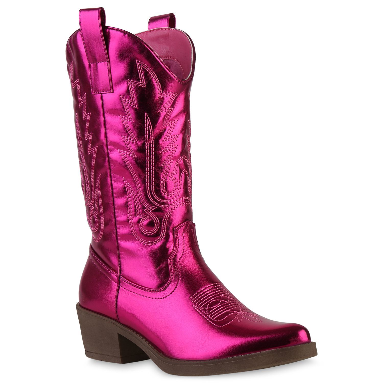 VAN HILL Damen Stiefel Cowboystiefel Stickereien Boots Spitze Schuhe ...