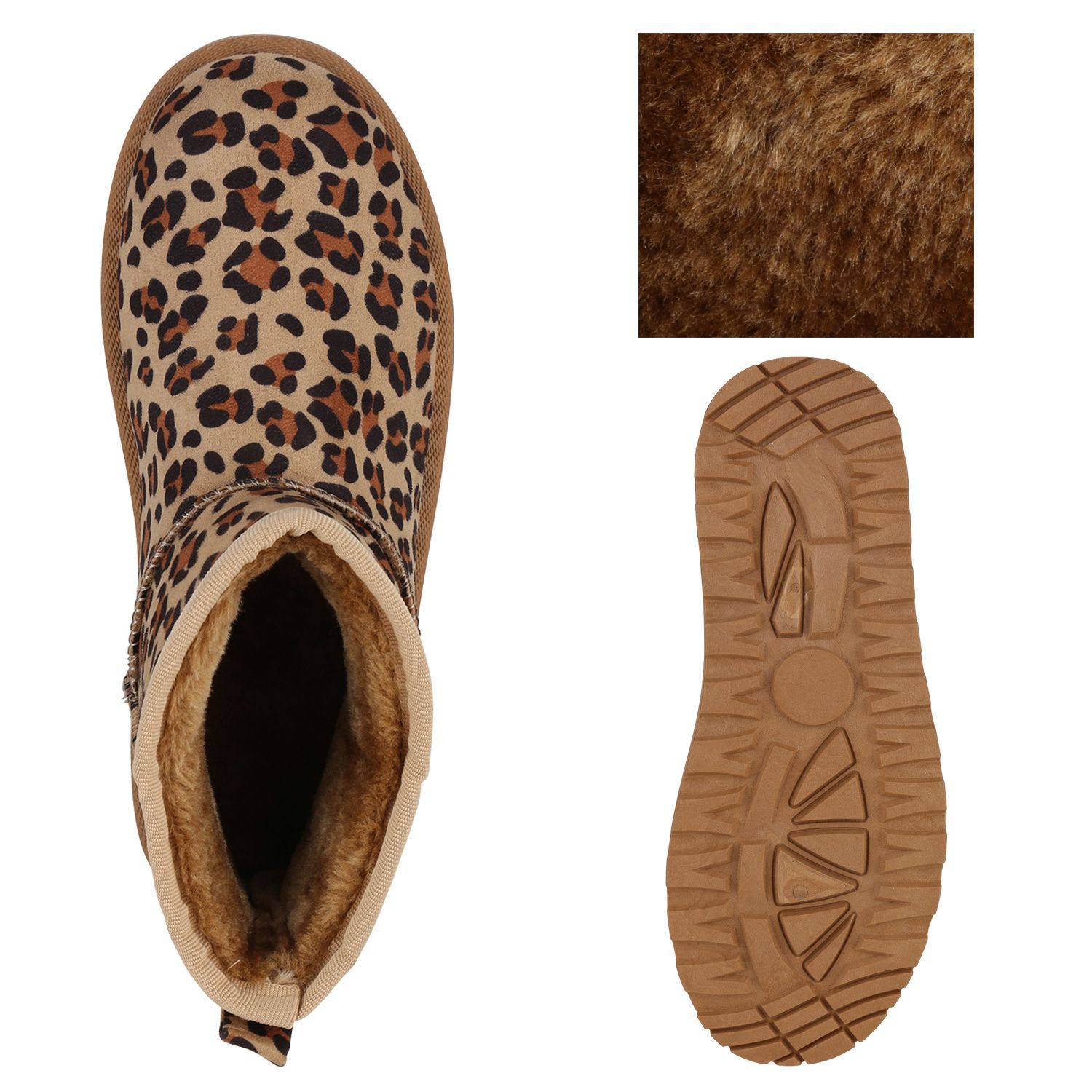 VAN HILL Damen Warm Gefütterte Winter Boots Bequeme Plateau Vorne ...