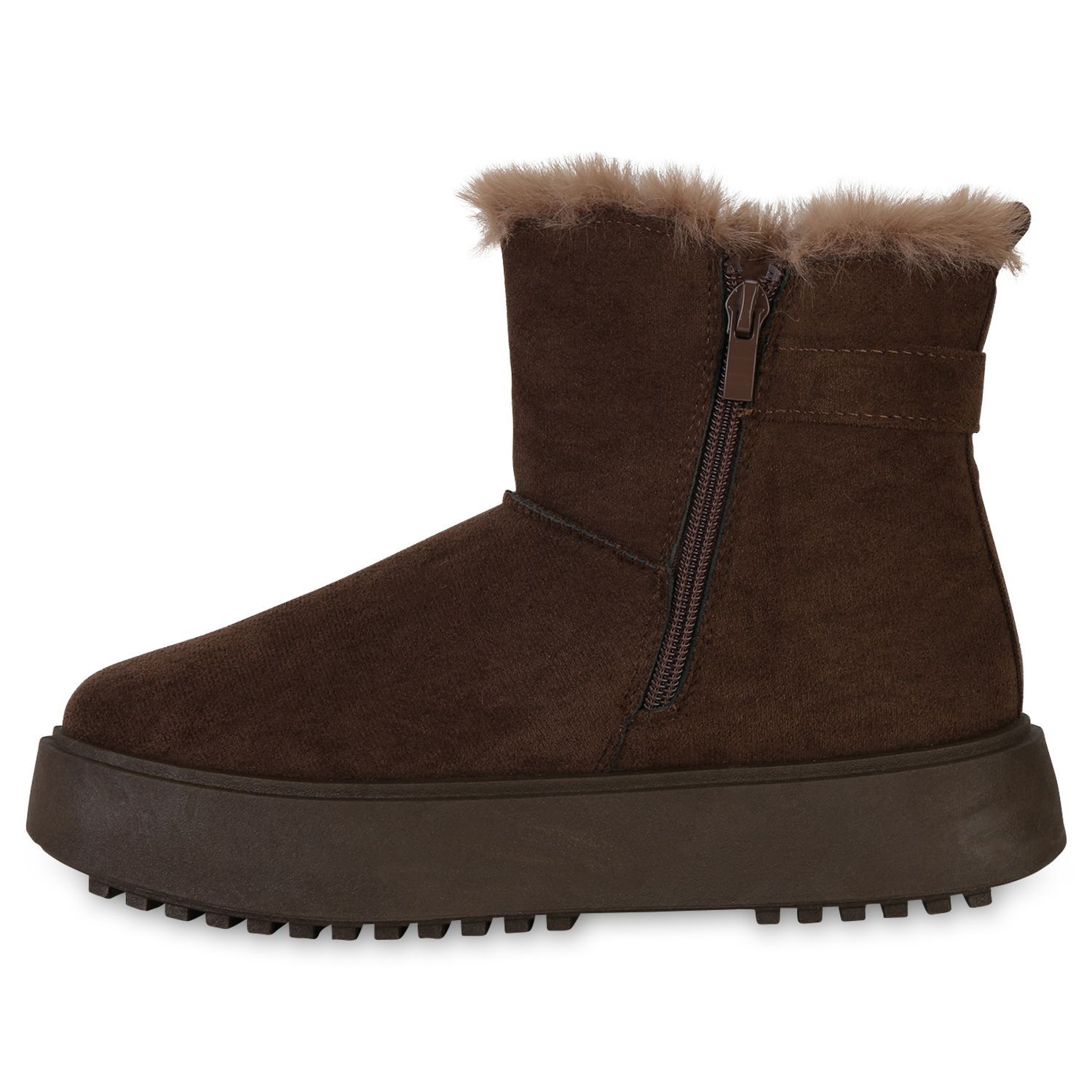 VAN HILL Damen Warm Gefütterte Winter Boots Stiefeletten Schnallen ...
