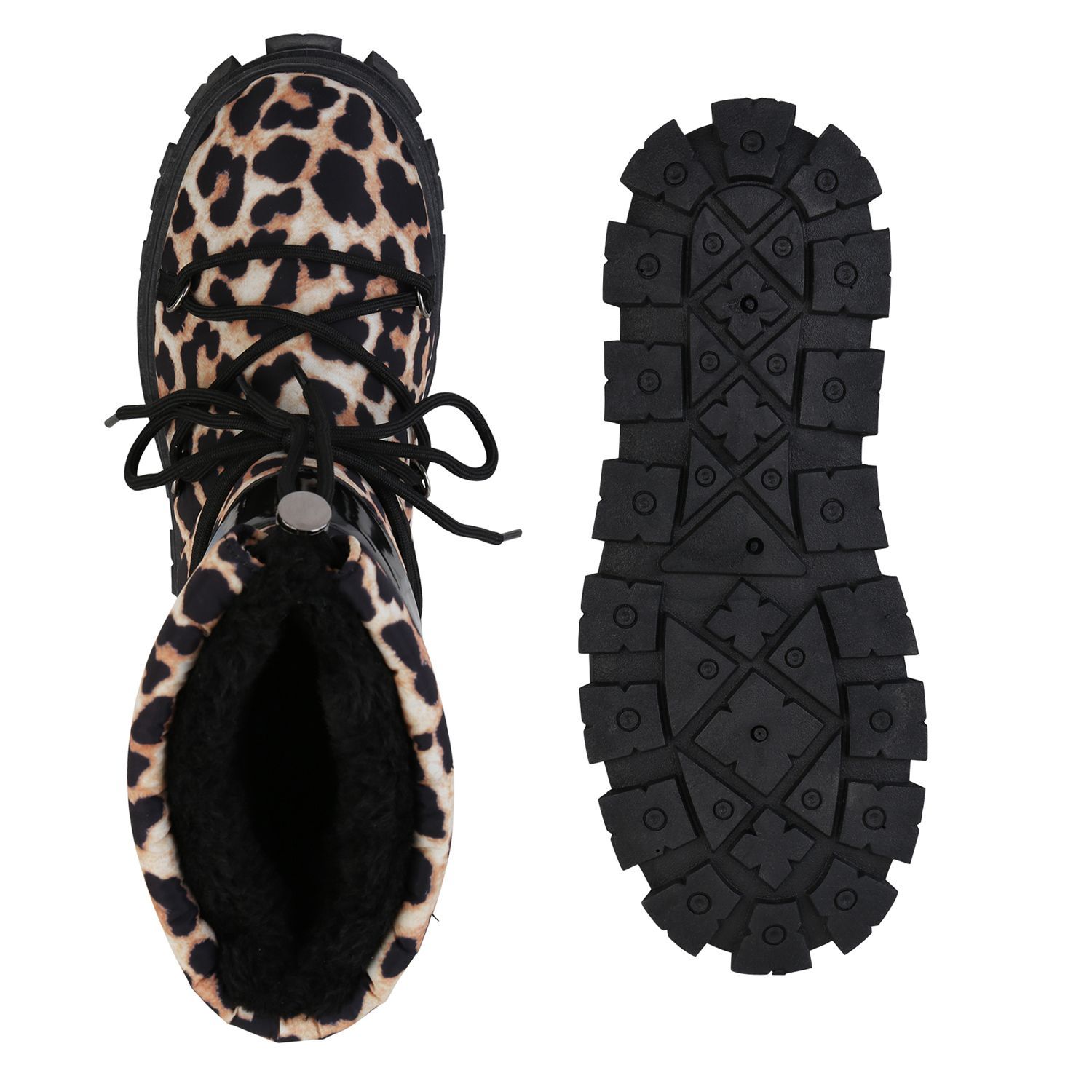 VAN HILL Damen Warm Gefütterte Winter Boots Stiefeletten Bequem Lack ...