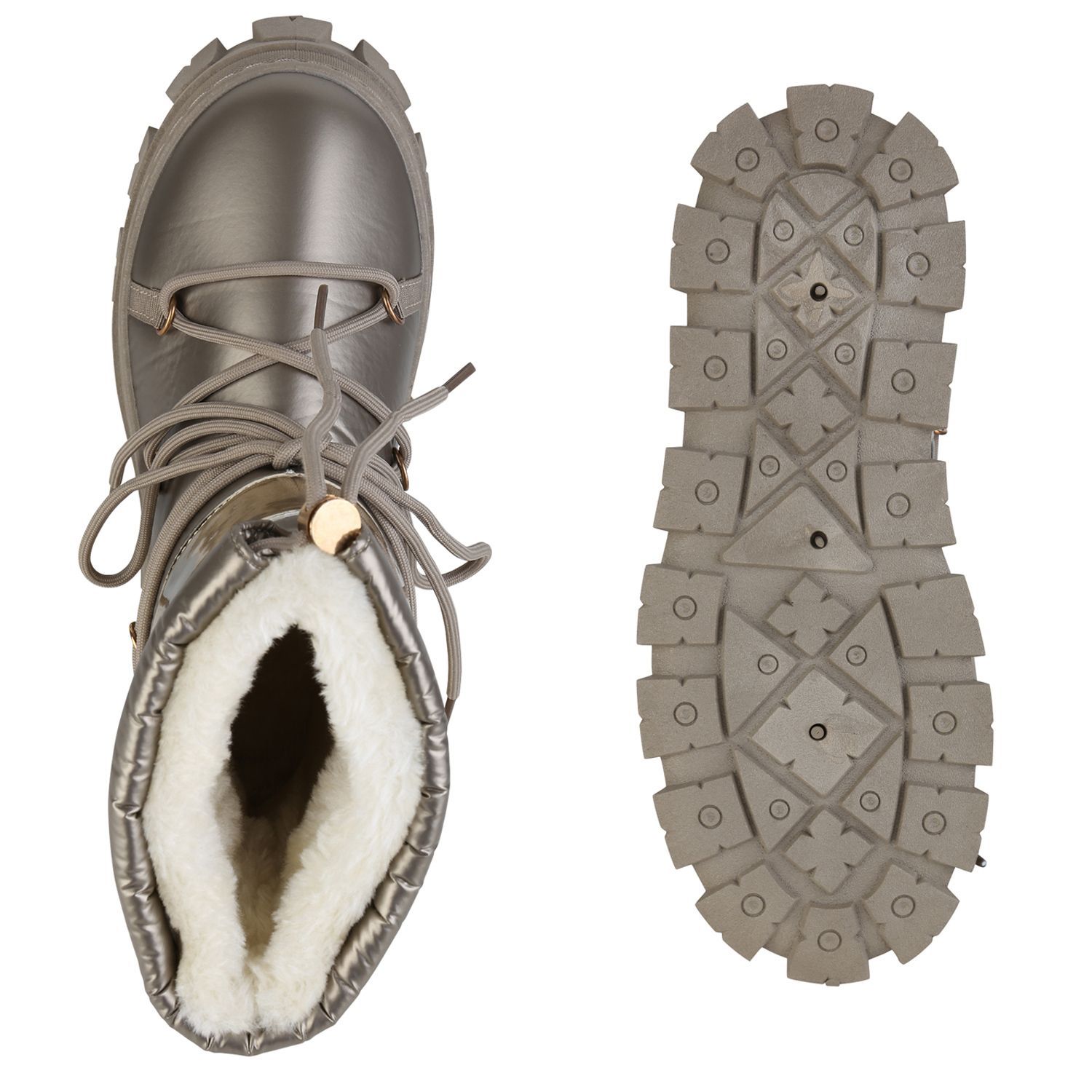 VAN HILL Damen Warm Gefütterte Winter Boots Stiefeletten Bequem Lack ...