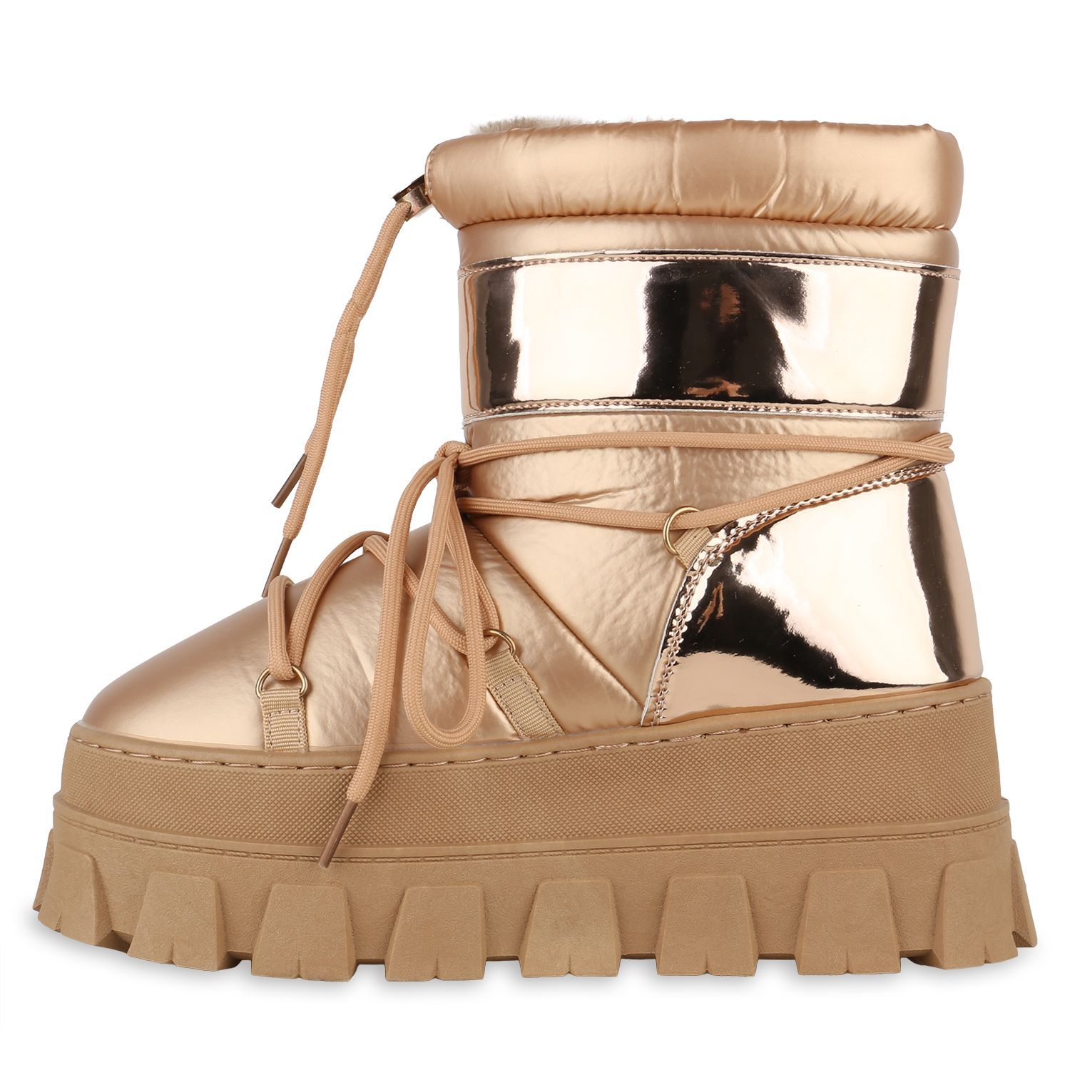 VAN HILL Damen Warm Gefütterte Winter Boots Bequeme Profil-Sohle Schuhe ...