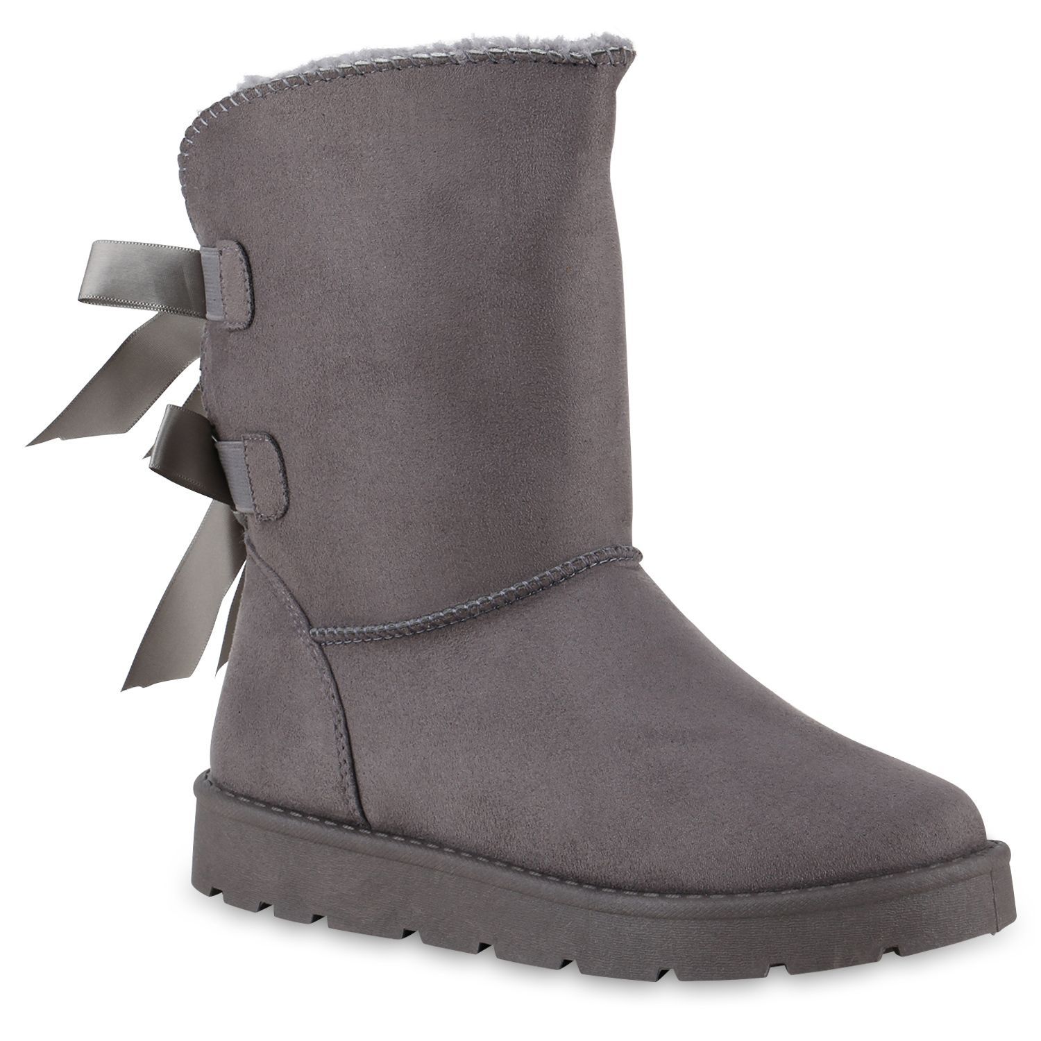 VAN HILL Damen Warm Gefütterte Winter Boots Stiefeletten Schleifen ...
