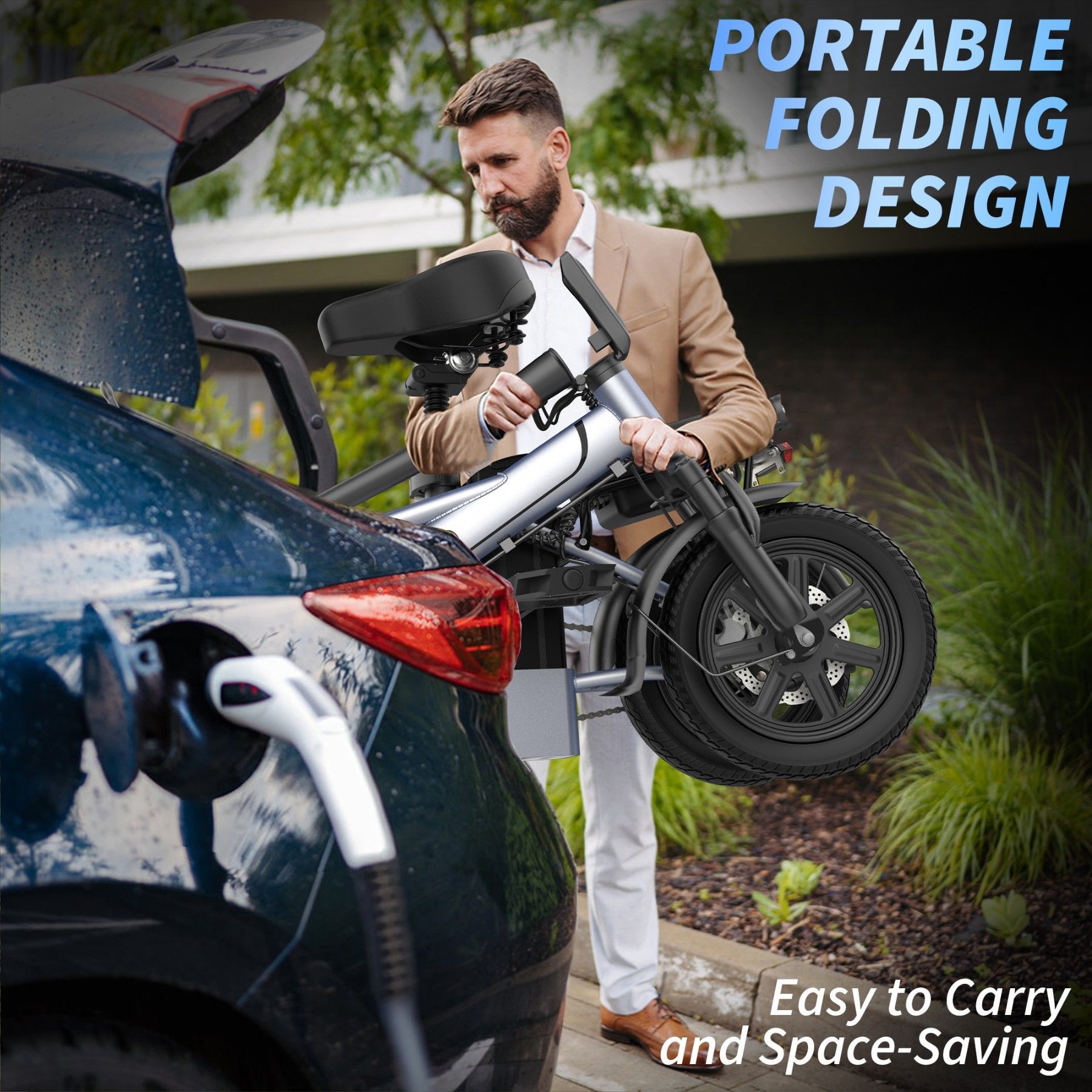 E-Bike 500W klappbar mit 48V Akku (10.4Ah oder 15.6Ah), 14 Zoll, 25/35 km/h kaufen bei Hood.de