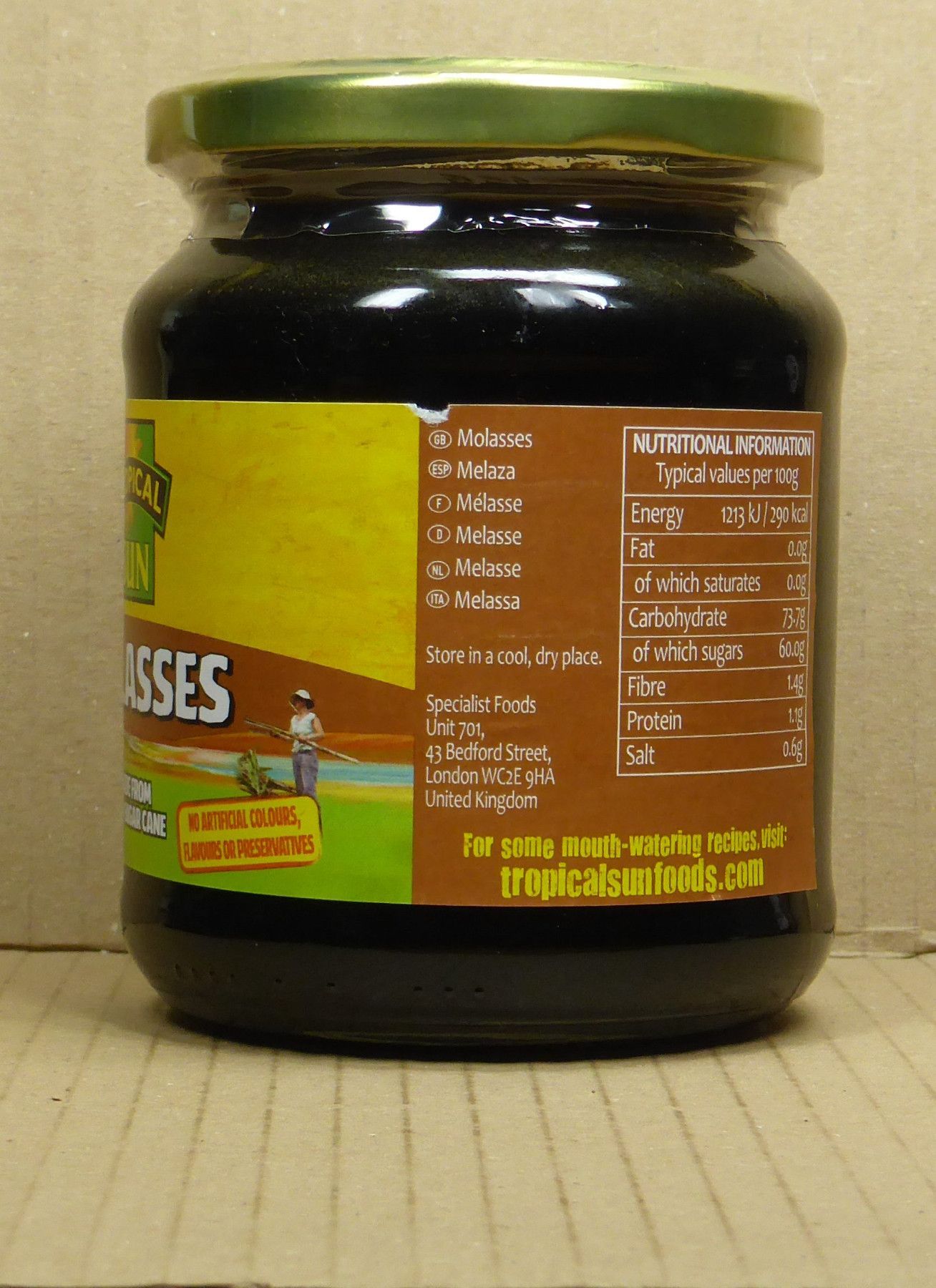 454gr Raw Sugar Cane Molasses/Zuckerrohr Melasse von Tropical Sun VEGAN ...