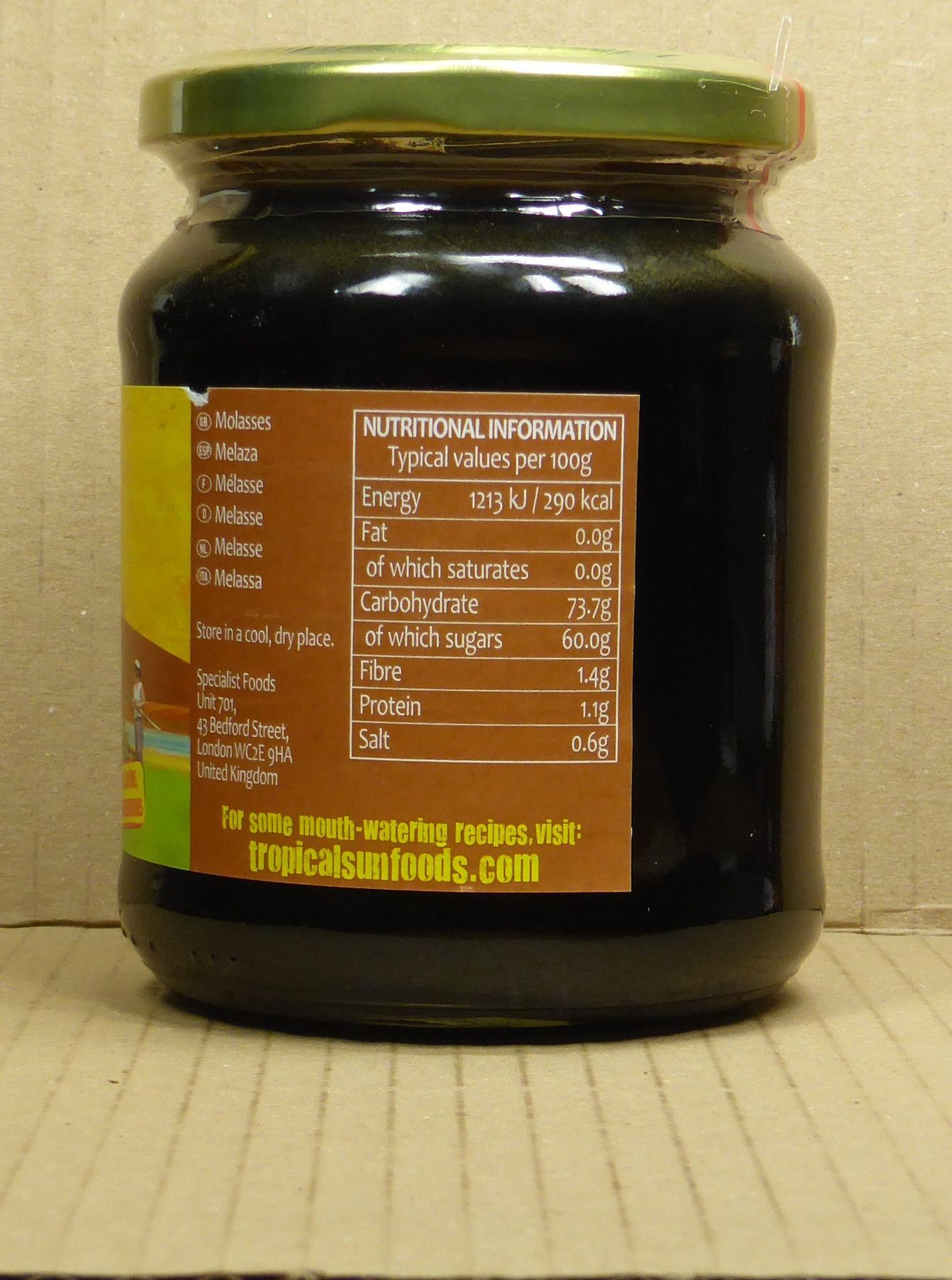 454gr Raw Sugar Cane Molasses/Zuckerrohr Melasse von Tropical Sun VEGAN ...