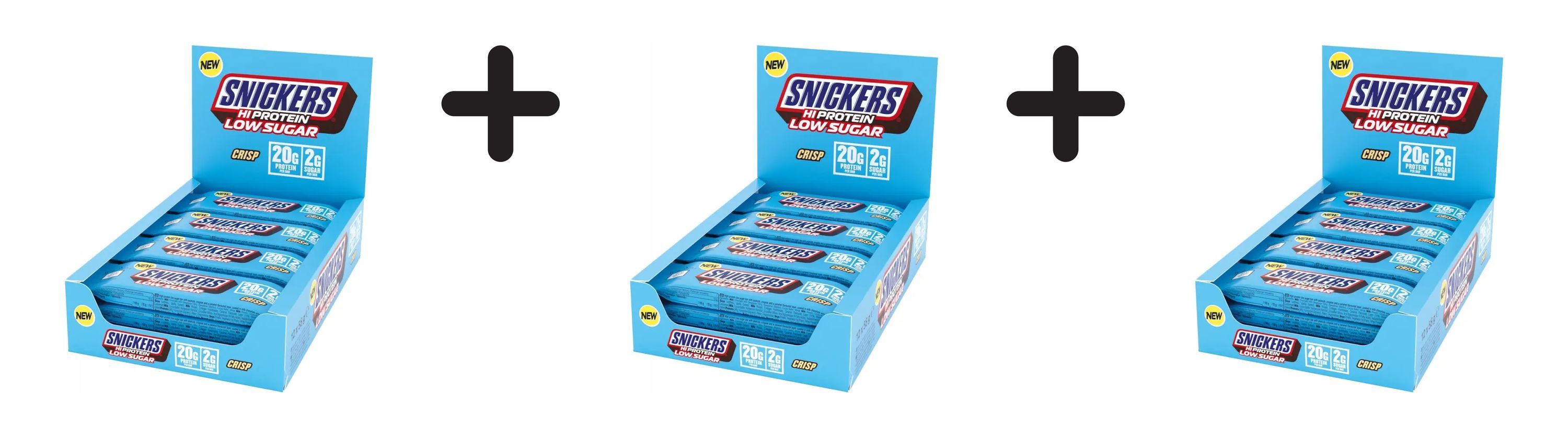 3 x Mars Protein Snickers Crisp Low Sugar High Protein Bar (12x55g ...