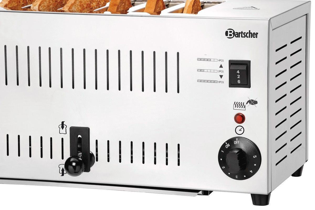Bartscher 6-fach Toaster TS60 mit Timer und Krümelschublade 6 Schlitze ...