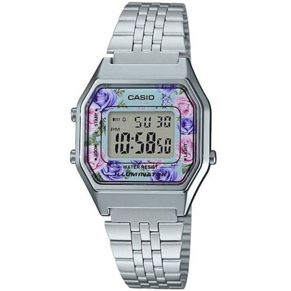 Casio LA680WA-2C Women's Vintage Floral Dial Alarm Chronograph Digital ...