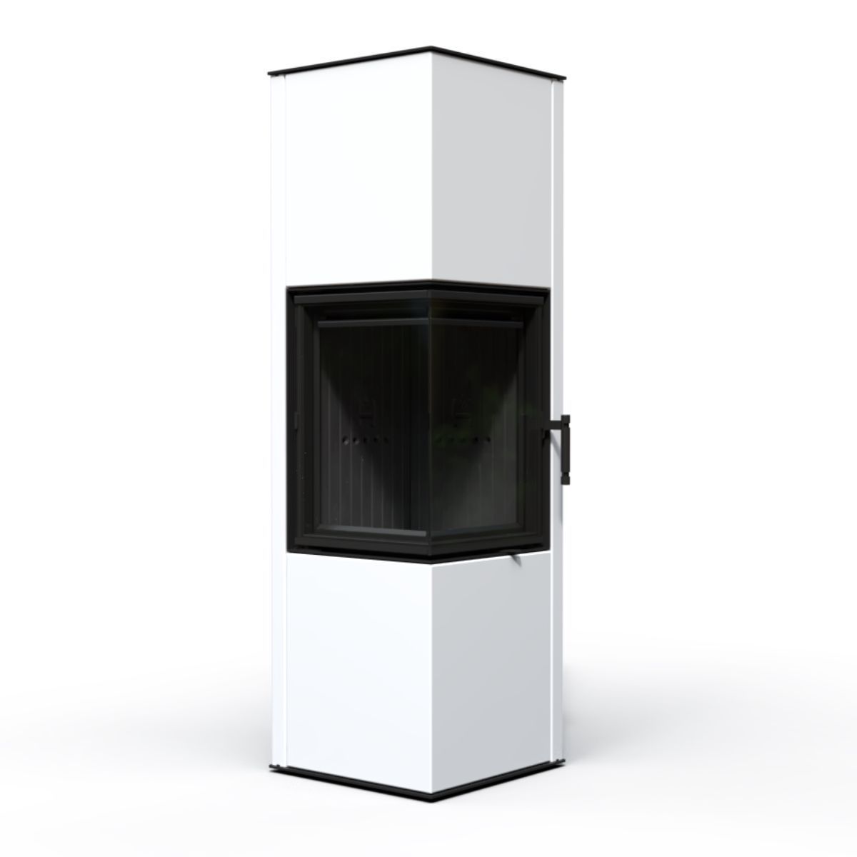 HITZE SIGA, 6,5 kW, Eckkaminofen, Weiß, Holzofen, Sichtscheibe, BImschV ...