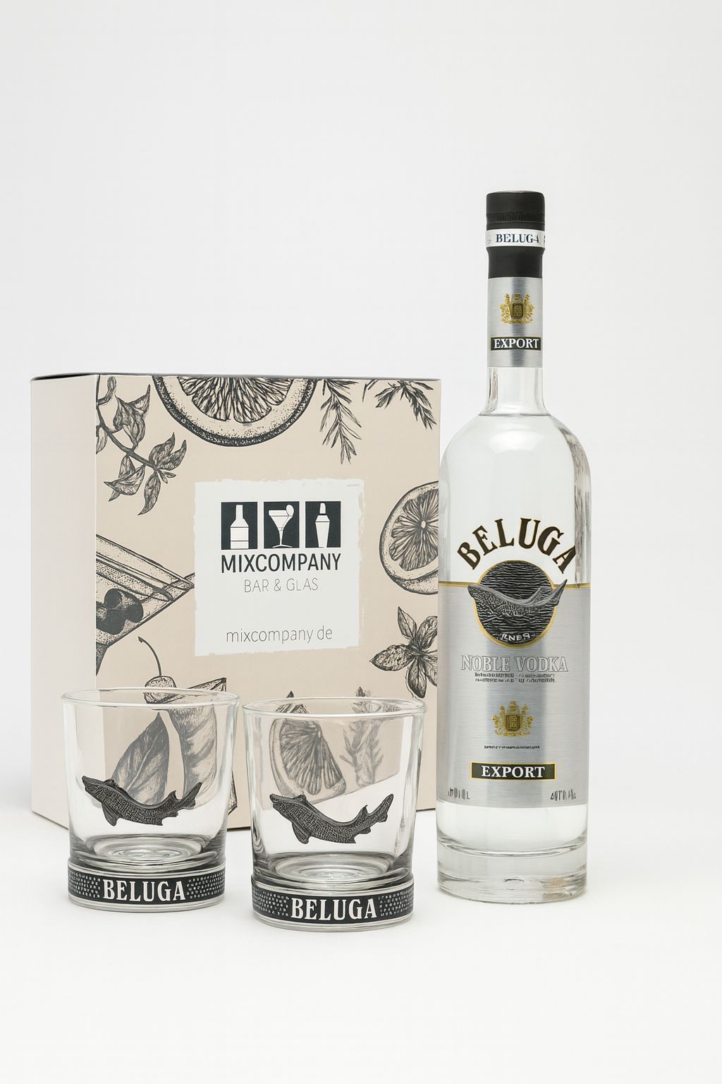 Beluga Noble Vodka Geschenkset – 0,7 L (40 % Vol.) mit 2 original ...