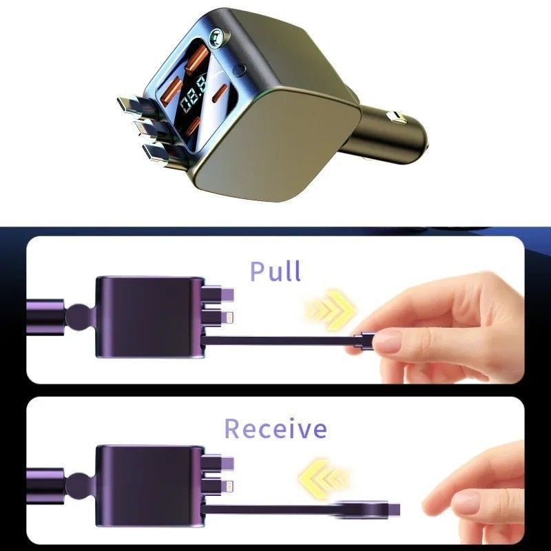 120W 7-in-1 Car Charger - Fast Charging, Retractable Cable, Voltage ...