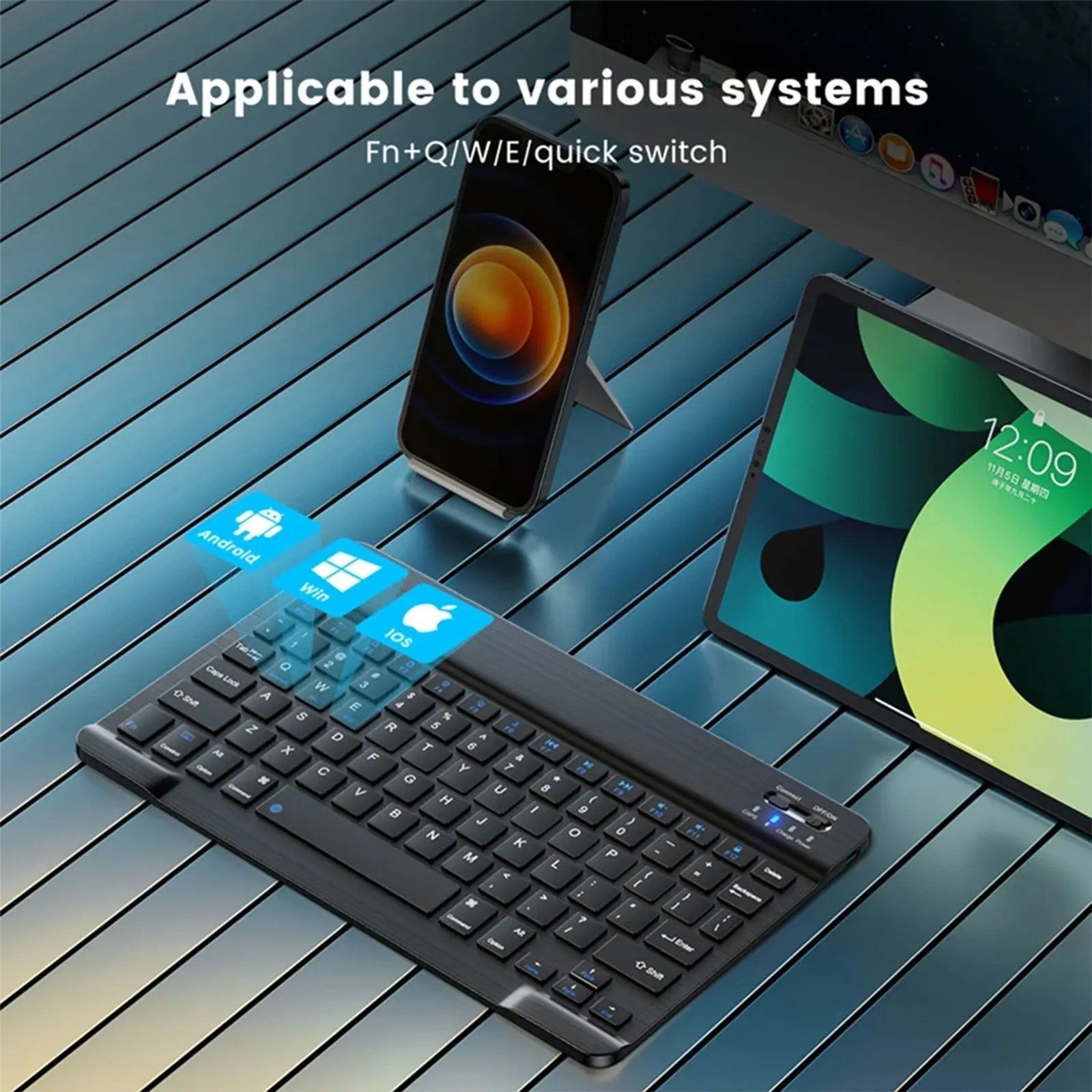 Microdata Wireless Bluetooth Keyboard for Tablet - Compatible with iOS ...