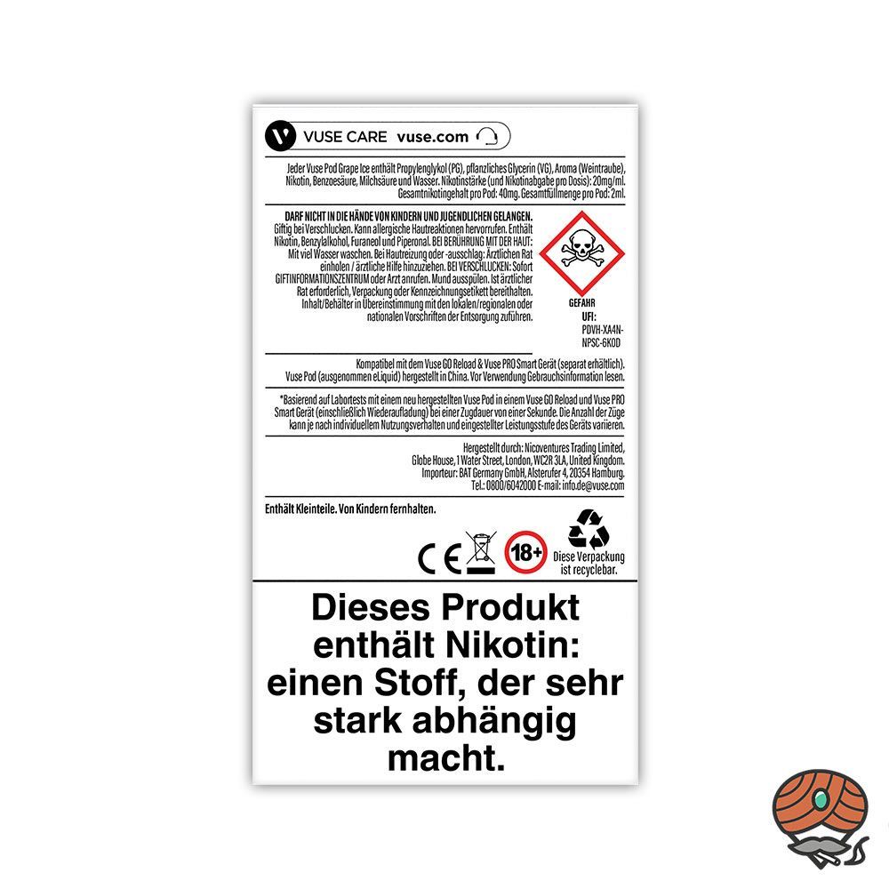 Vuse PODS Grape Ice 20mg/ml Nikotin 3x 2 Pods kaufen bei Hood.de