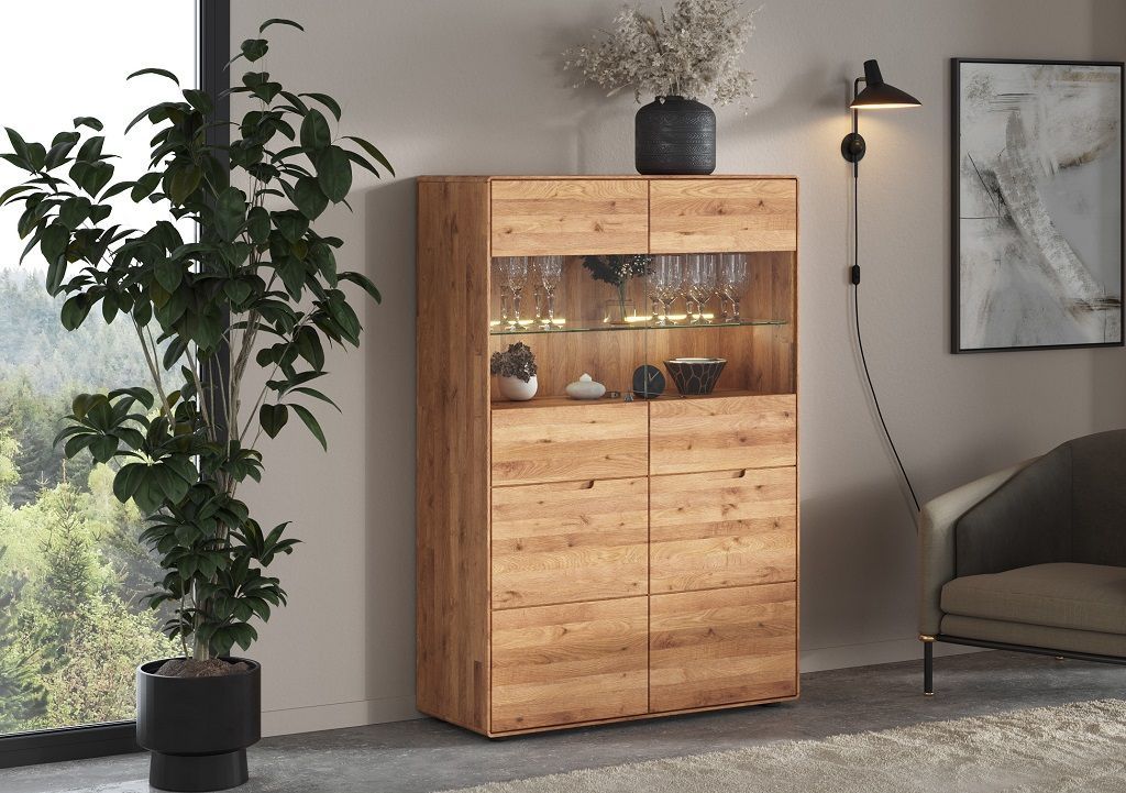 Highboard 100x145cm "Kent" Wildeiche massiv kaufen bei Hood.de