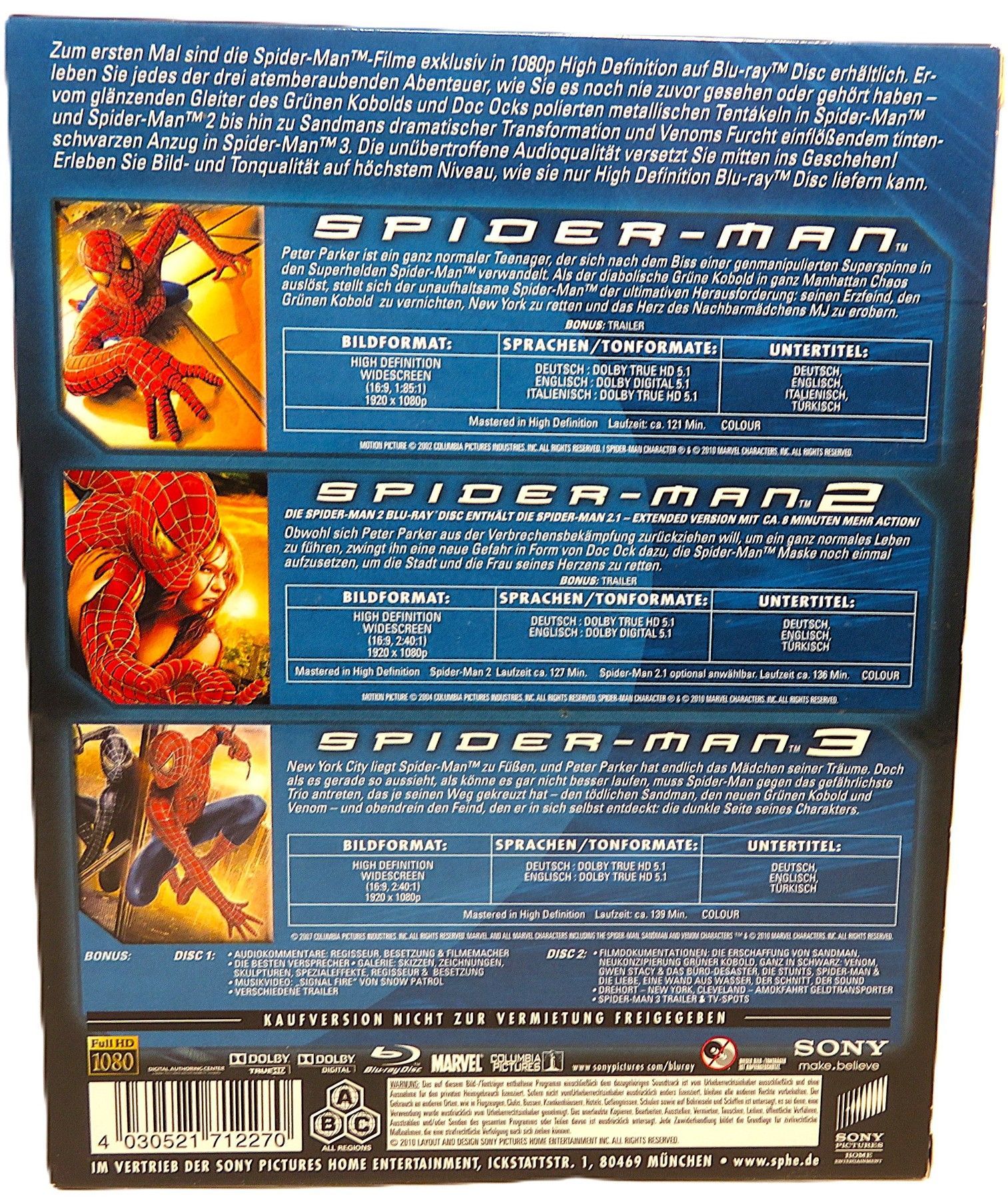 Spider-Man - Die High Definition Trilogie - Trilogy - Marvel - Blu-ray ...