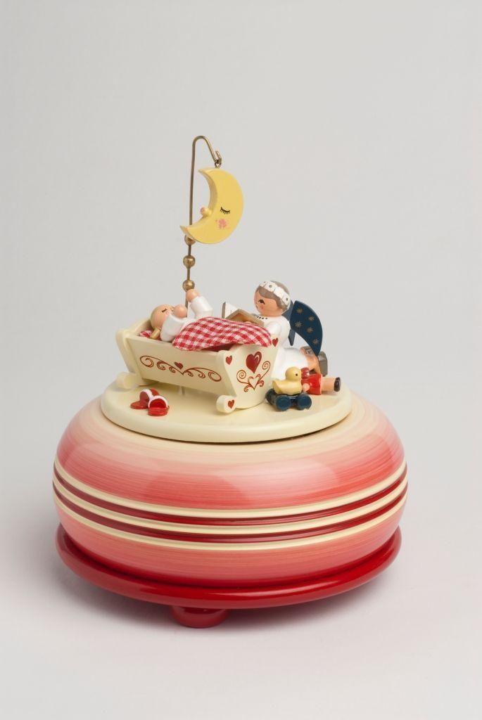 Spieldose Gute Nacht mit Engel rot BxTxH= 12x12x14cm NEU Spielwerk ...