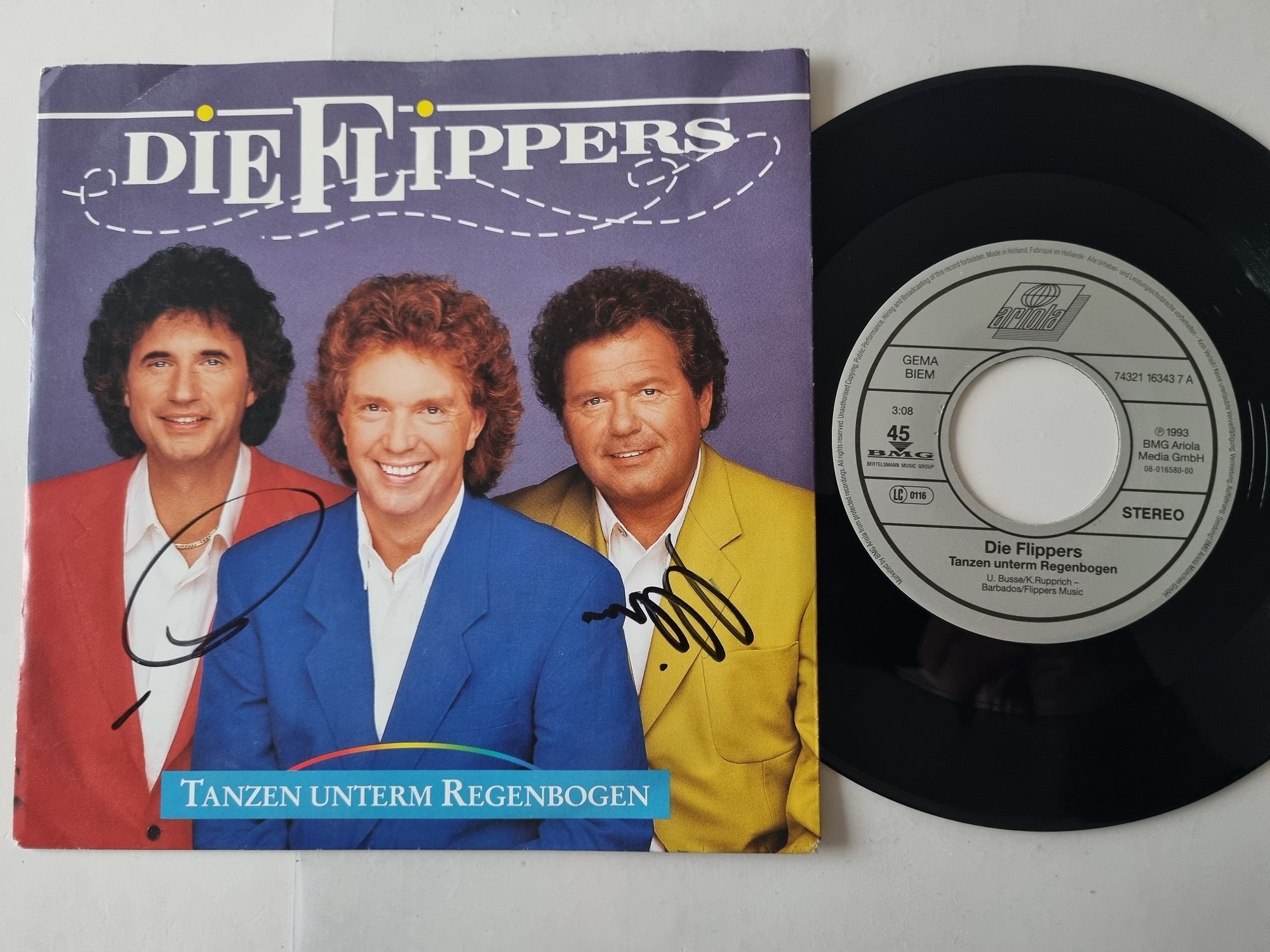 Die Flippers - Tanzen Unterm Regenbogen 7'' Vinyl Germany Signiert ...