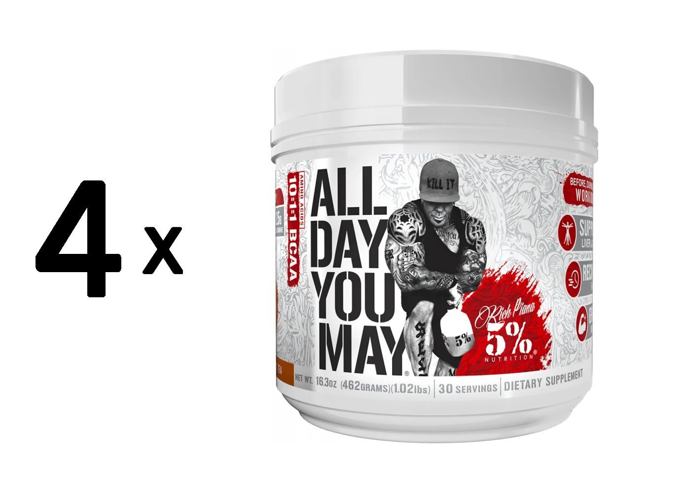 4 x 5% Nutrition - Rich Piana All Day You May (30 serv) Southern Sweet ...