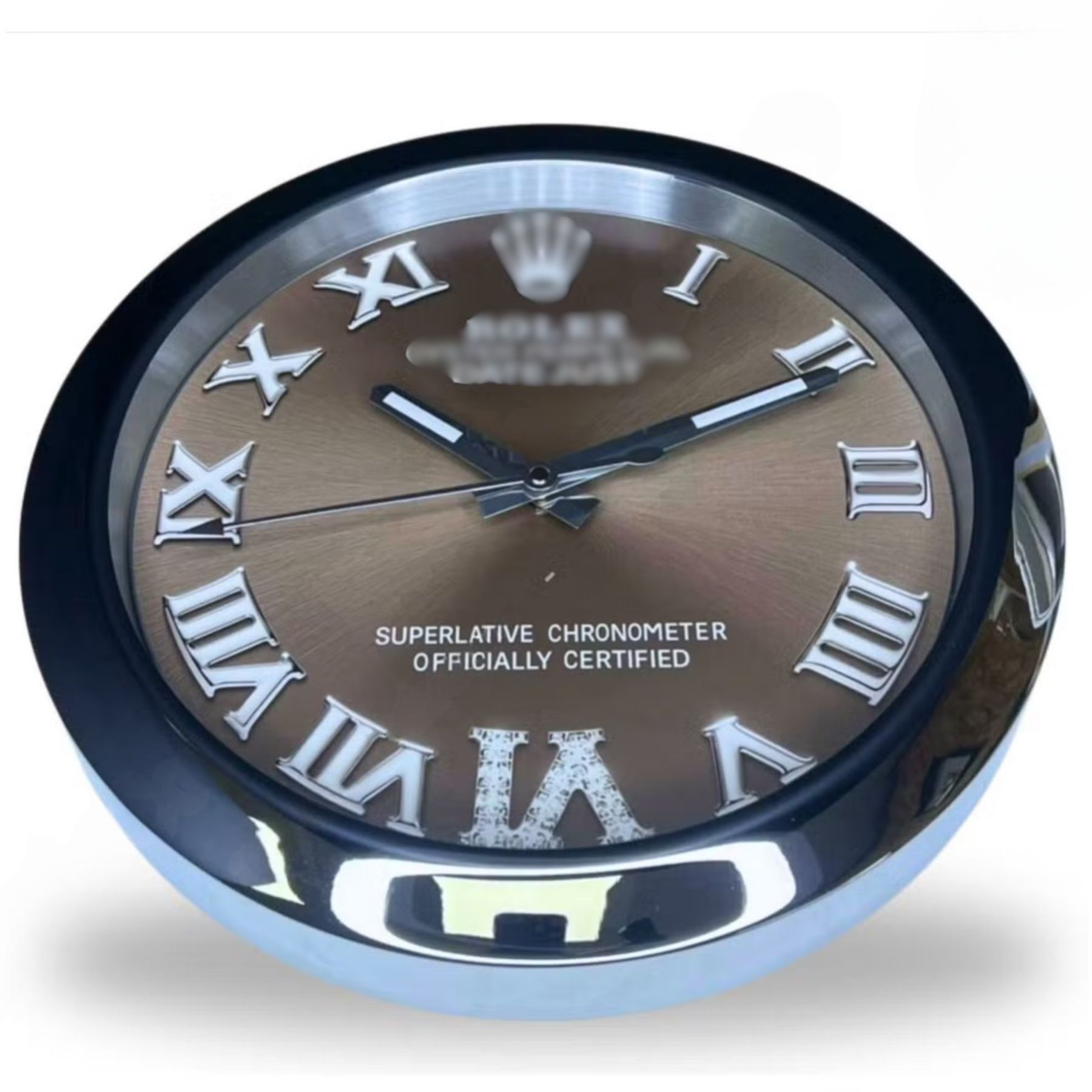 Wanduhr Rolex Datejust Braun Römisches Zifferblatt Stahl Smooth Bezel ...