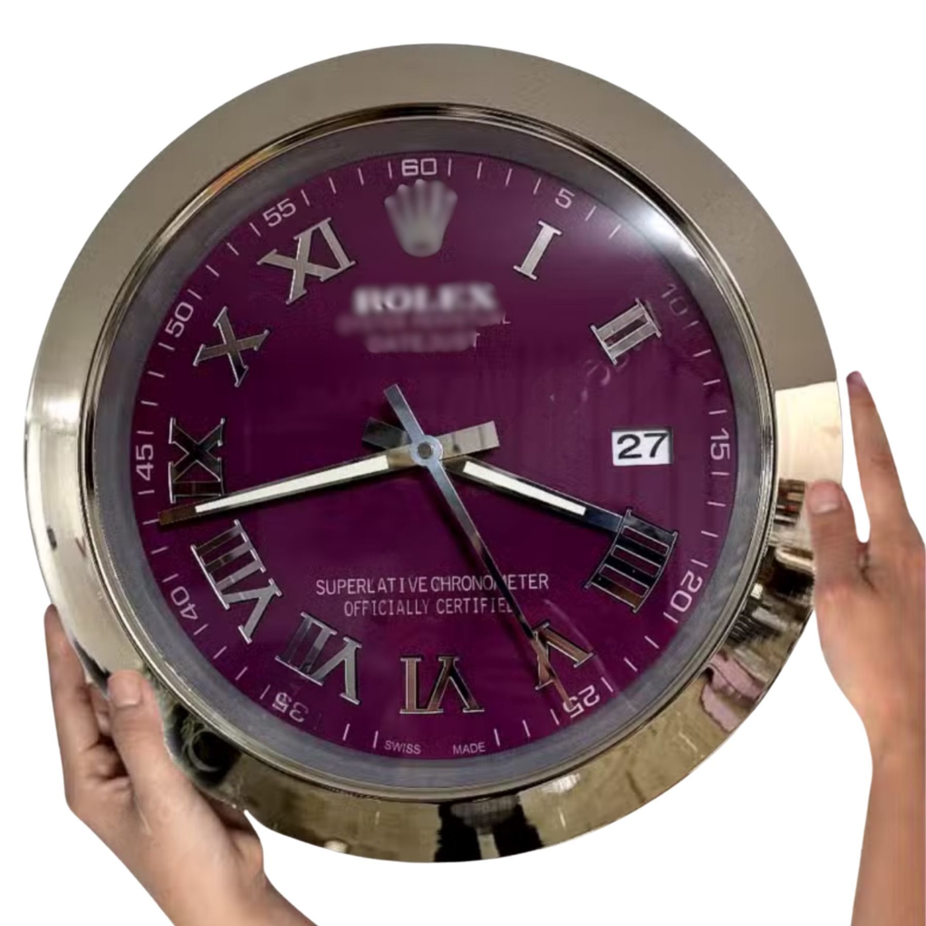 Wanduhr Rolex Datejust Lila Römisches Zifferblatt Stahl Fluted Bezel ...