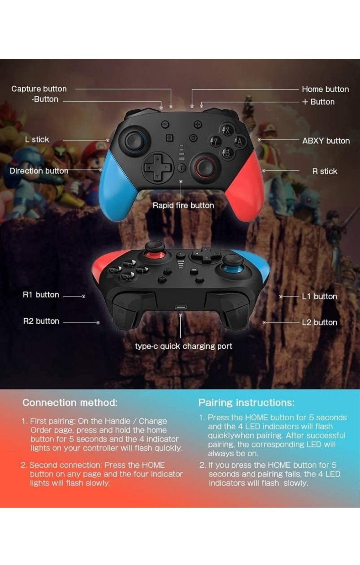 Pro Controller für Nintendo Switch - Wireless Gamepad Controller Joypad kaufen bei Hood.de