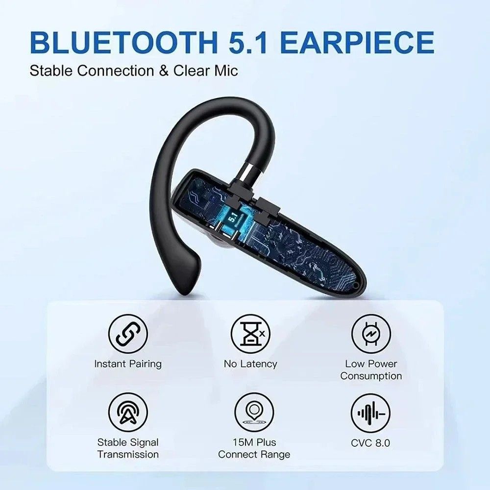 Bluetooth Headset with Microphone, In-Ear Hands-Free Headset, Wireless ...