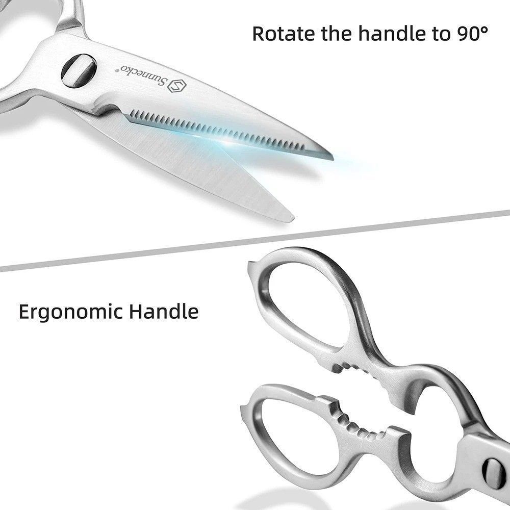 Stainless Steel Kitchen Scissors Ultra Sharp Micro Serrated Poultry ...