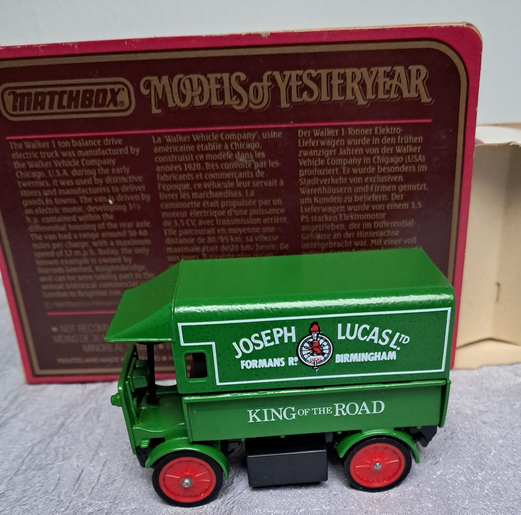 1919 Walker Electric Van Joseph Lucas Ltd - King of the Road Matchbox ...