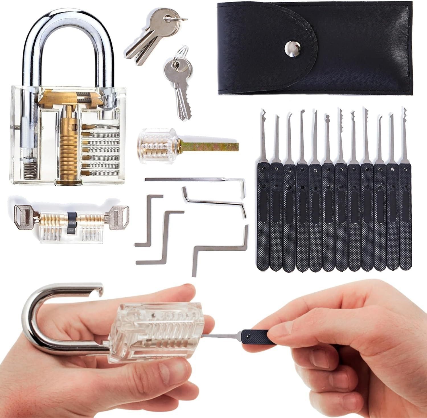 LOCK COWBOY 30-teiliges Lockpicking Set mit 3 Transparenten ...