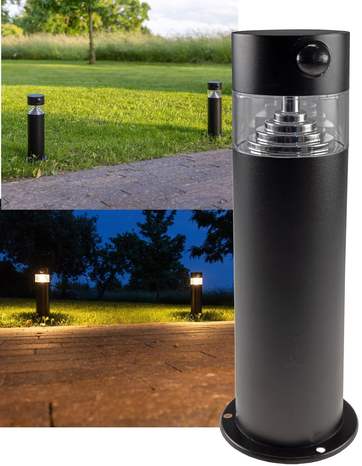 LED Solar Wegeleuchte IP44, warmweiß 3000K, PIR Sensor, Höhe: 30 cm ...