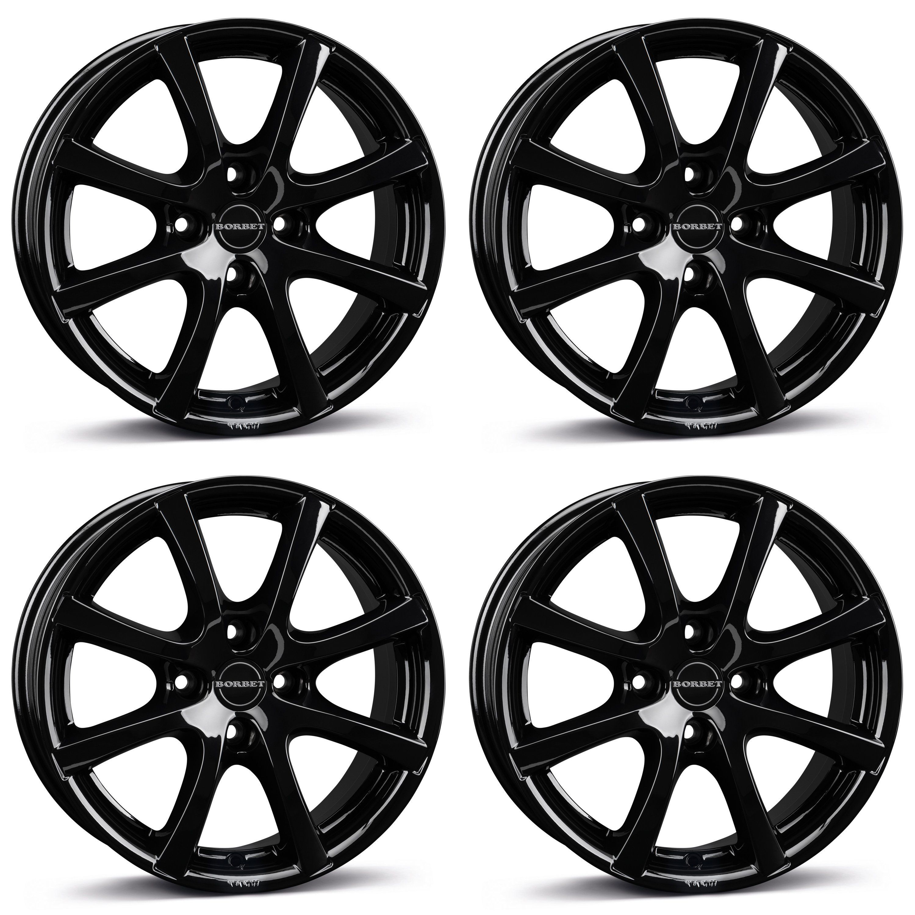 4 Borbet Felgen LV4 5.5x14 ET43 4x108 SW für Ford Fiesta Focus Fusion ...